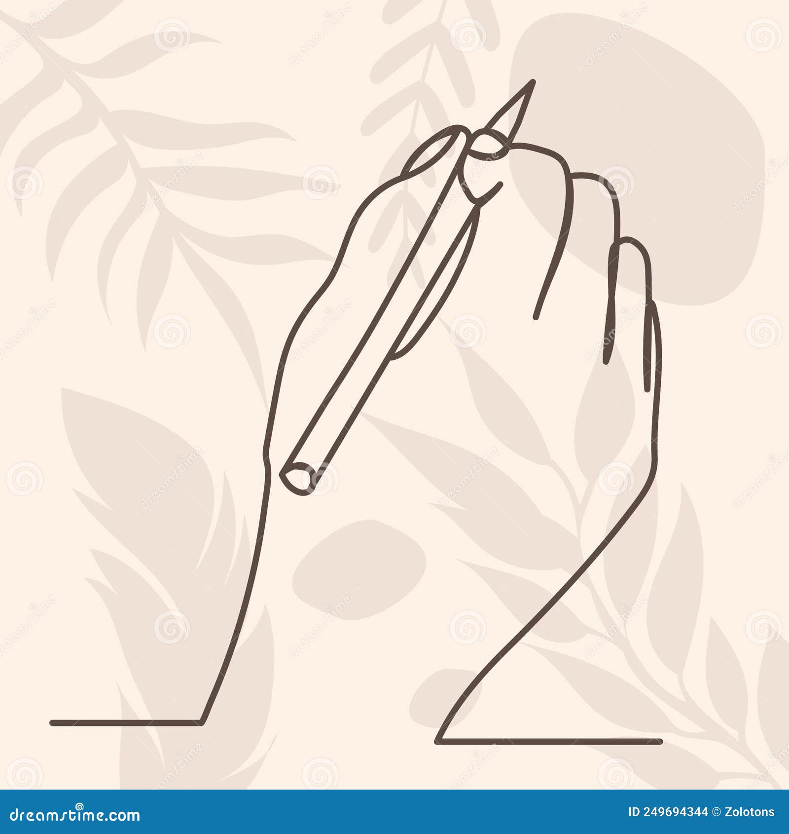 Hand with pencil drawing stock vector. Illustration of isolated - 249694344