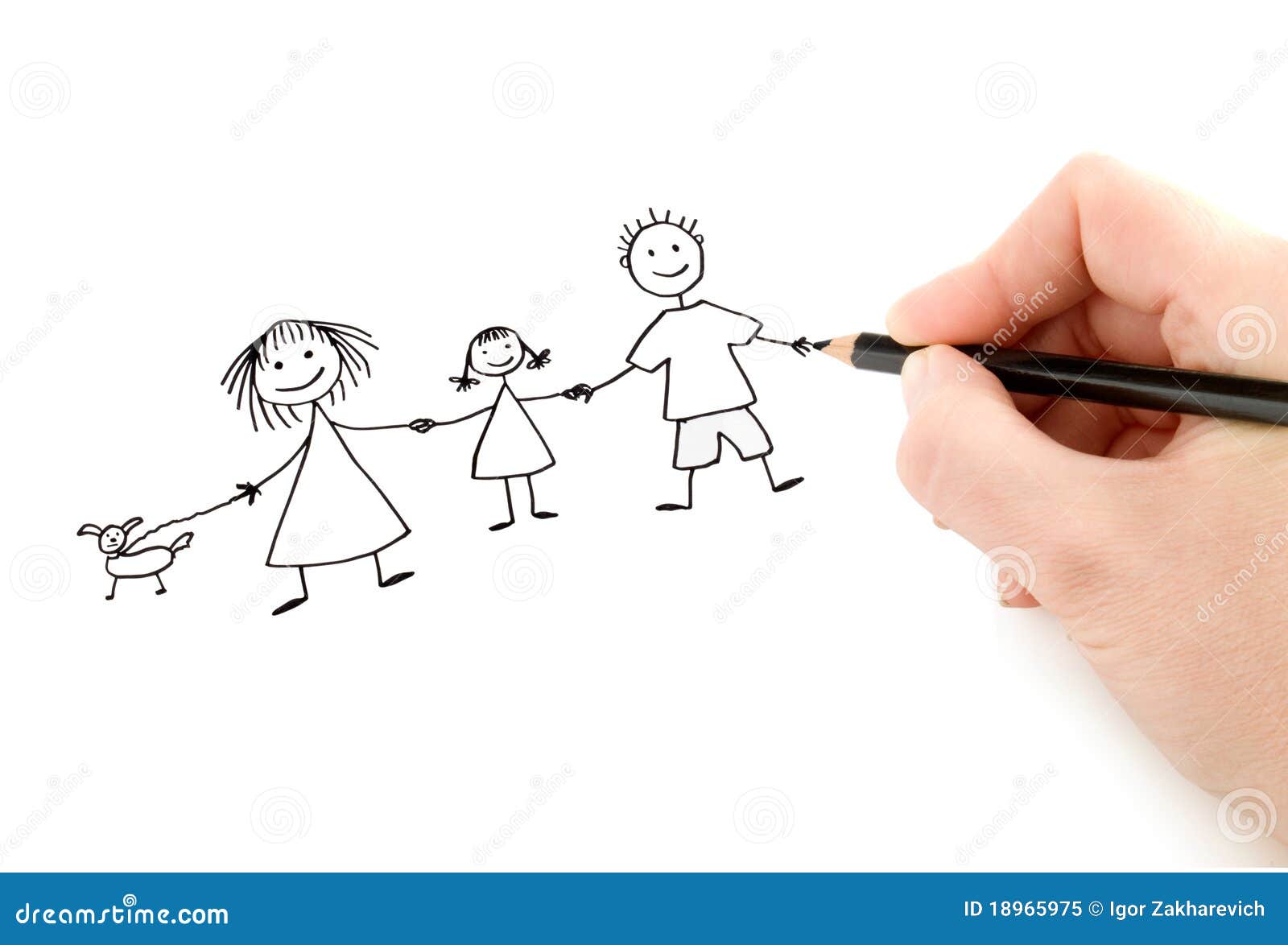 Hand With Pencil Drawing Happy Family Stock Photo | CartoonDealer.com ...