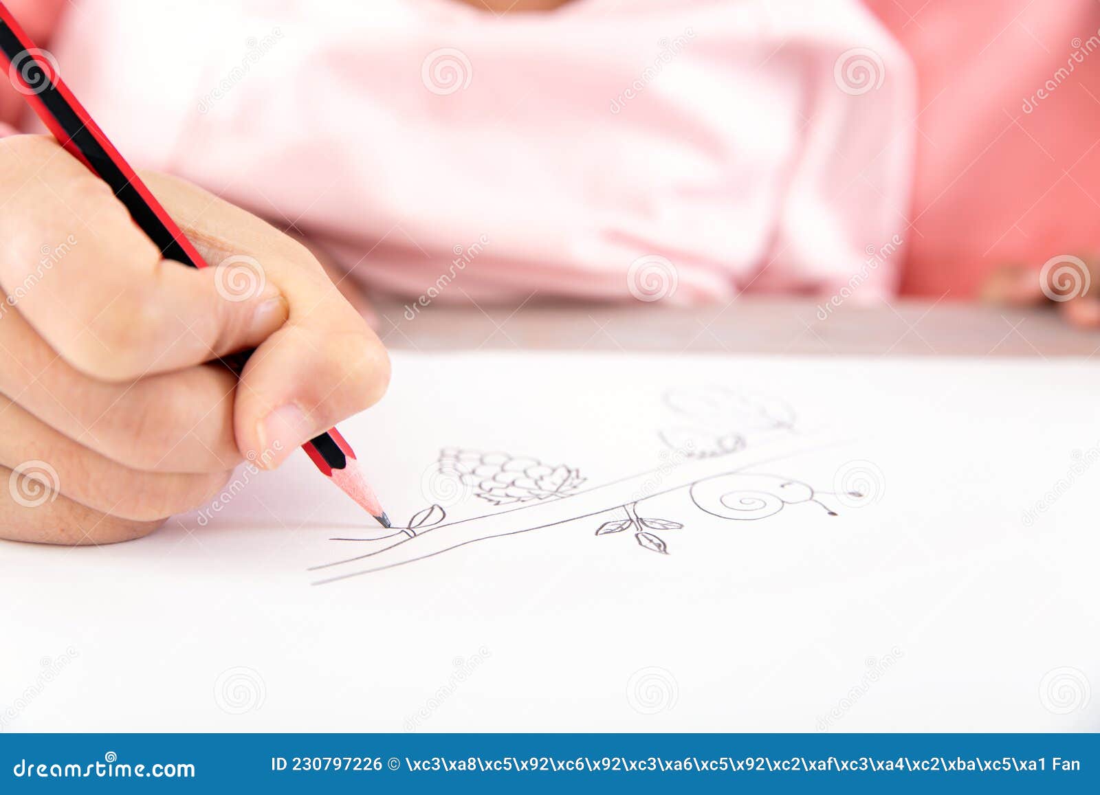 Hand Pencil Drawing Short Stroke Close Up Stock Photo - Image of ...