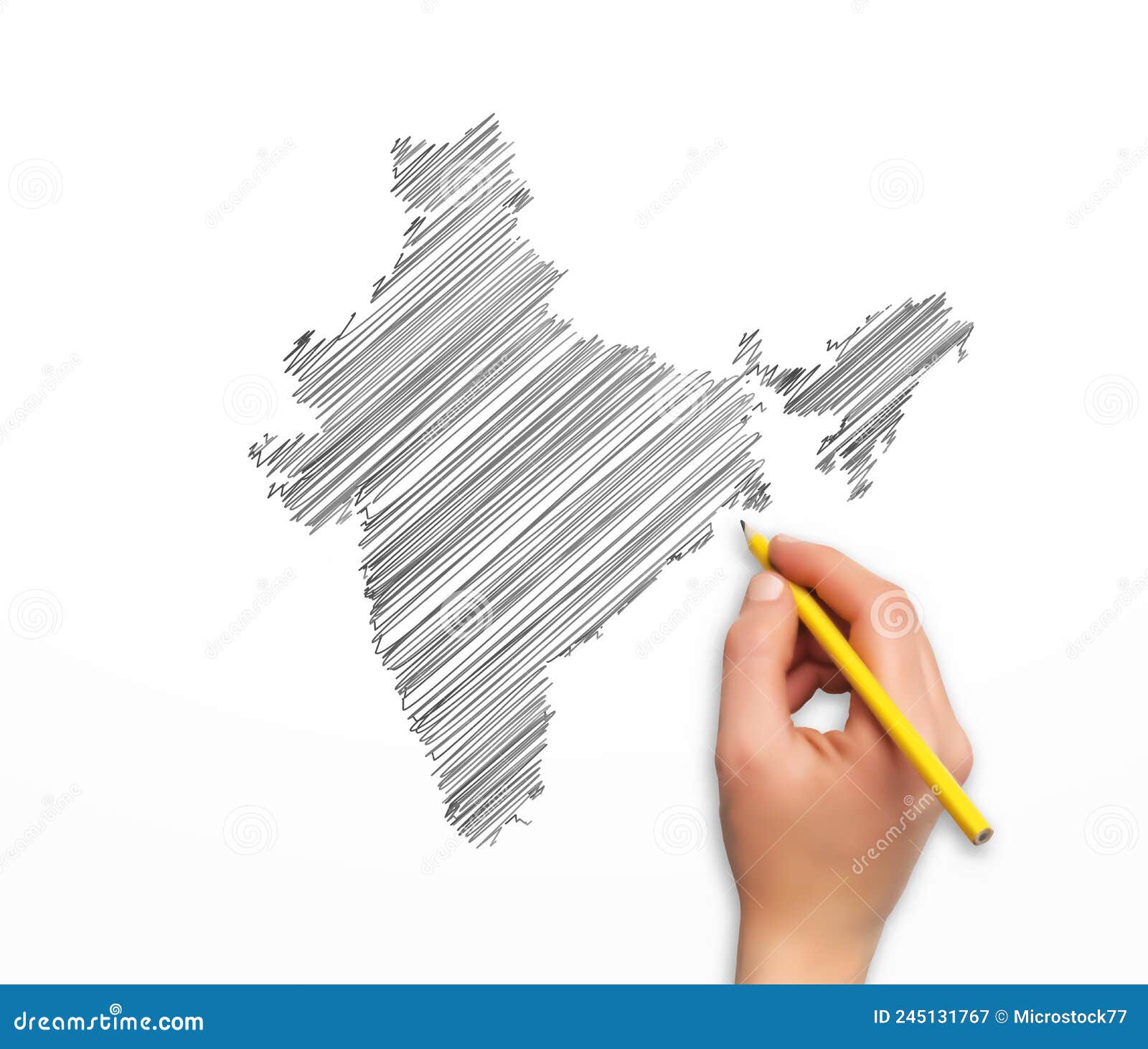 Hand Pencil India Map Sketch Vector Stock Vector - Illustration of ...