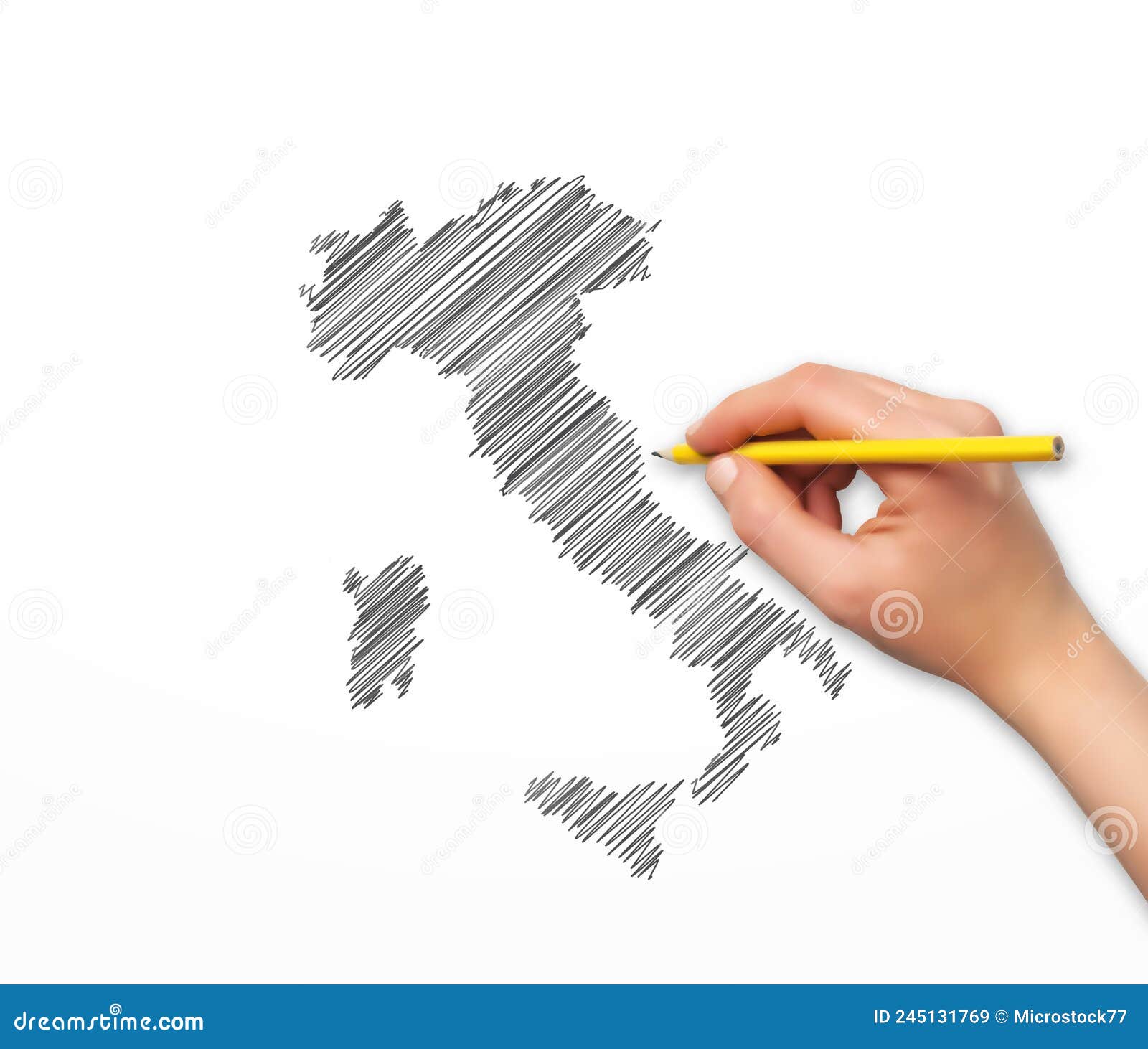 Hand Pencil Italy Map Sketch Vector Stock Vector - Illustration of ...