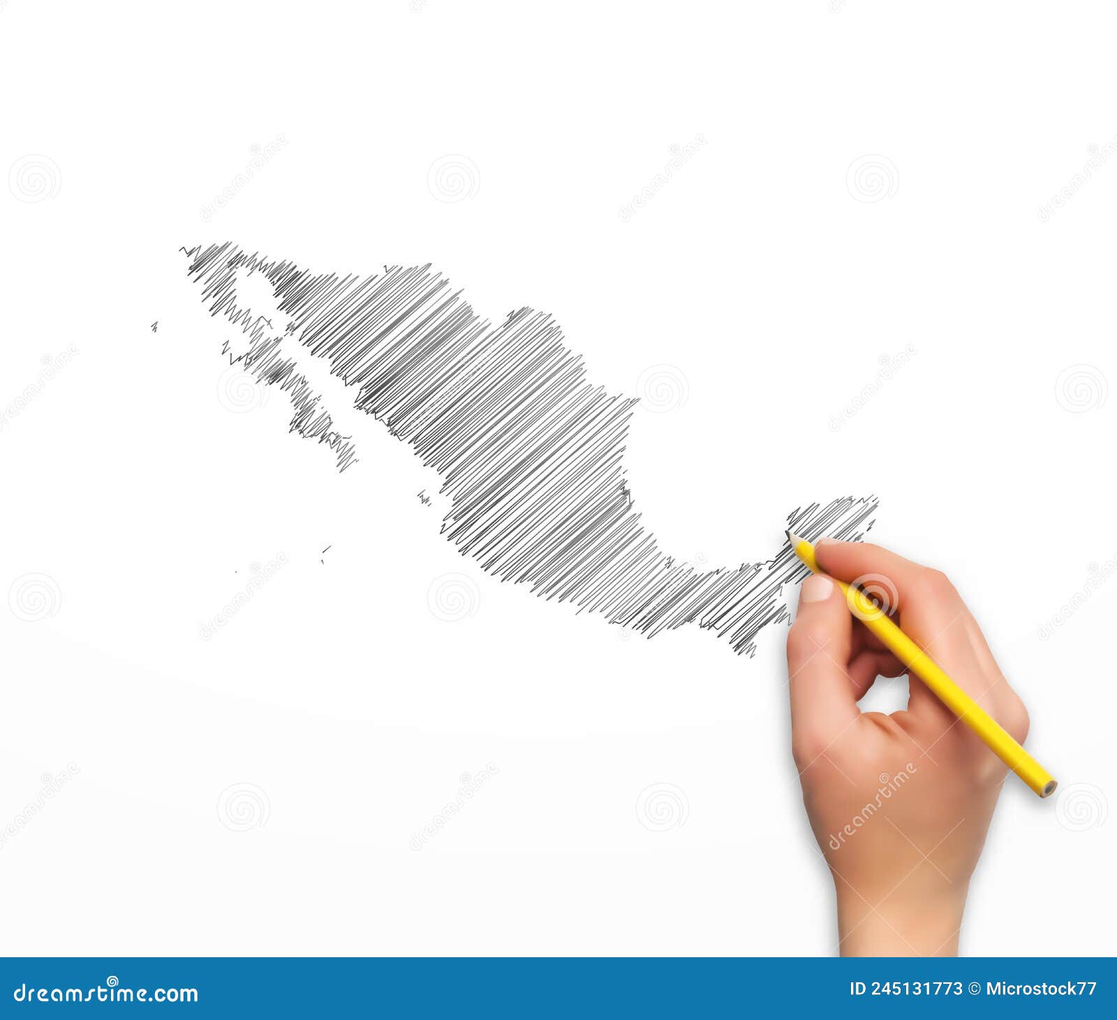 Hand Pencil Mexico Map Sketch Vector Stock Vector - Illustration of ...
