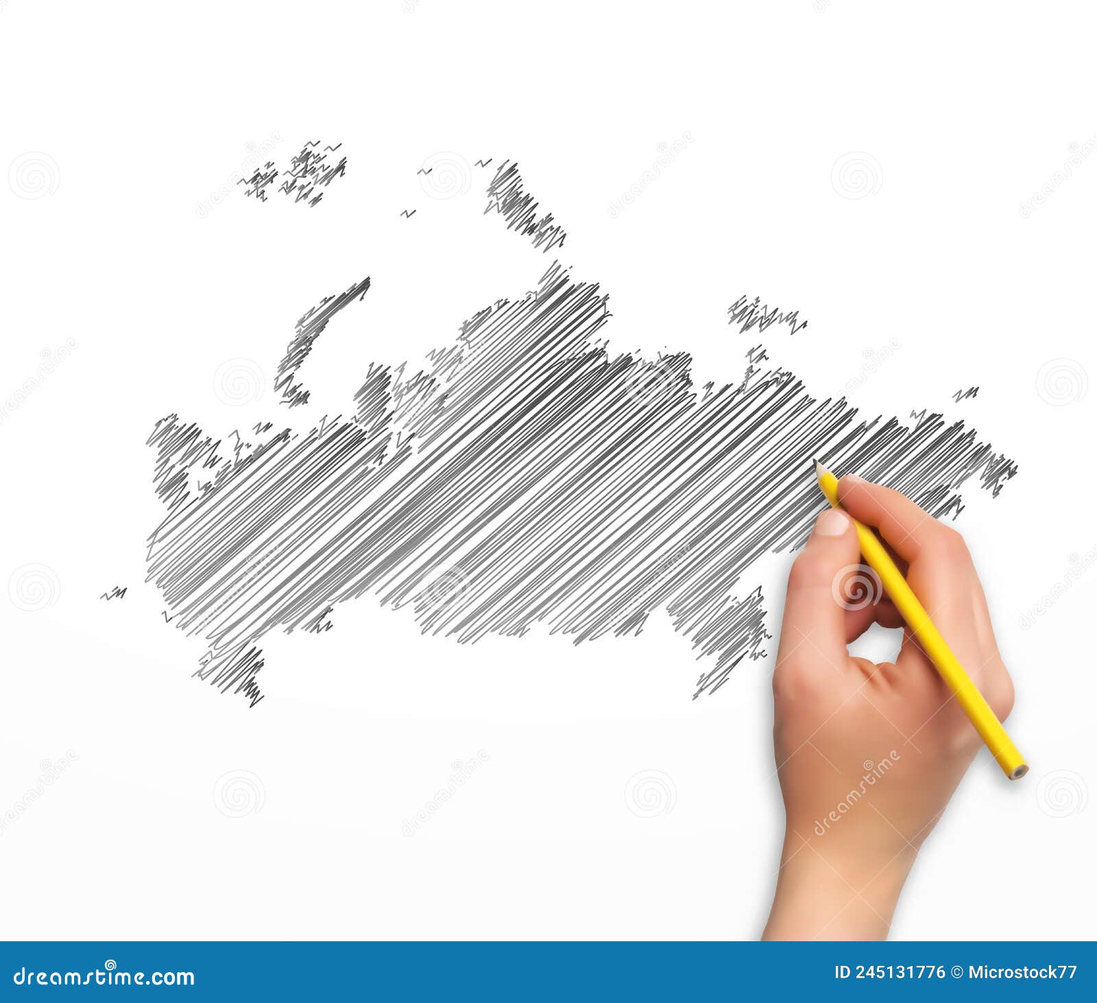 Hand Pencil Russia Map Sketch Vector Stock Vector - Illustration of ...