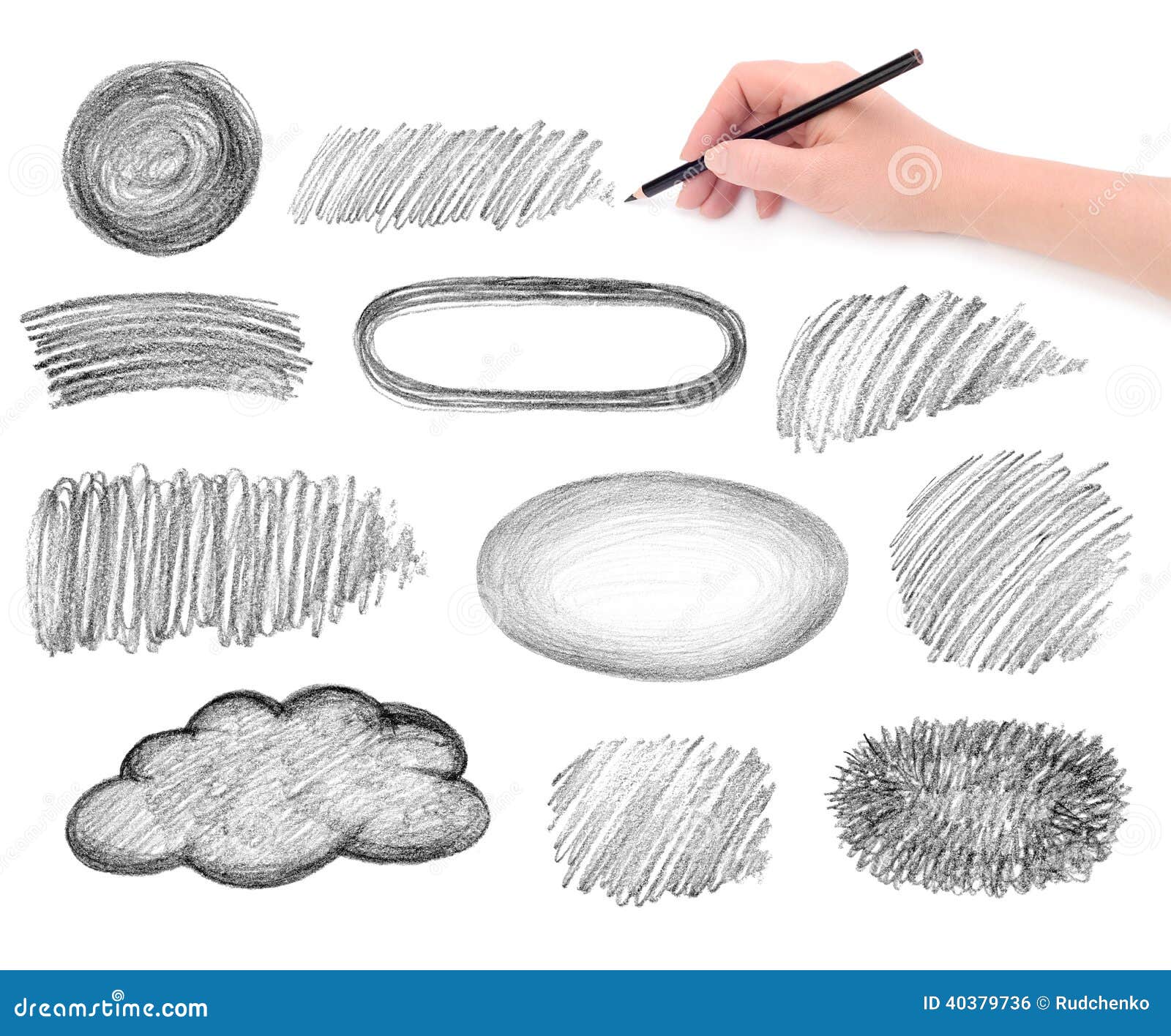 Hand and Pencil Scribbles Design Elements Stock Photo - Image of black ...