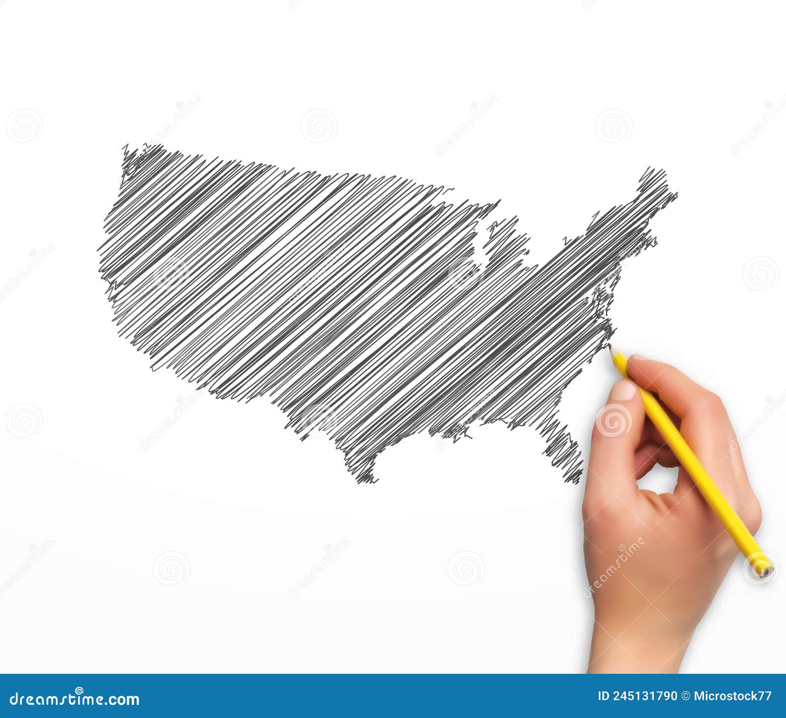 Hand Pencil Usa America Map Sketch Vector Stock Vector - Illustration ...