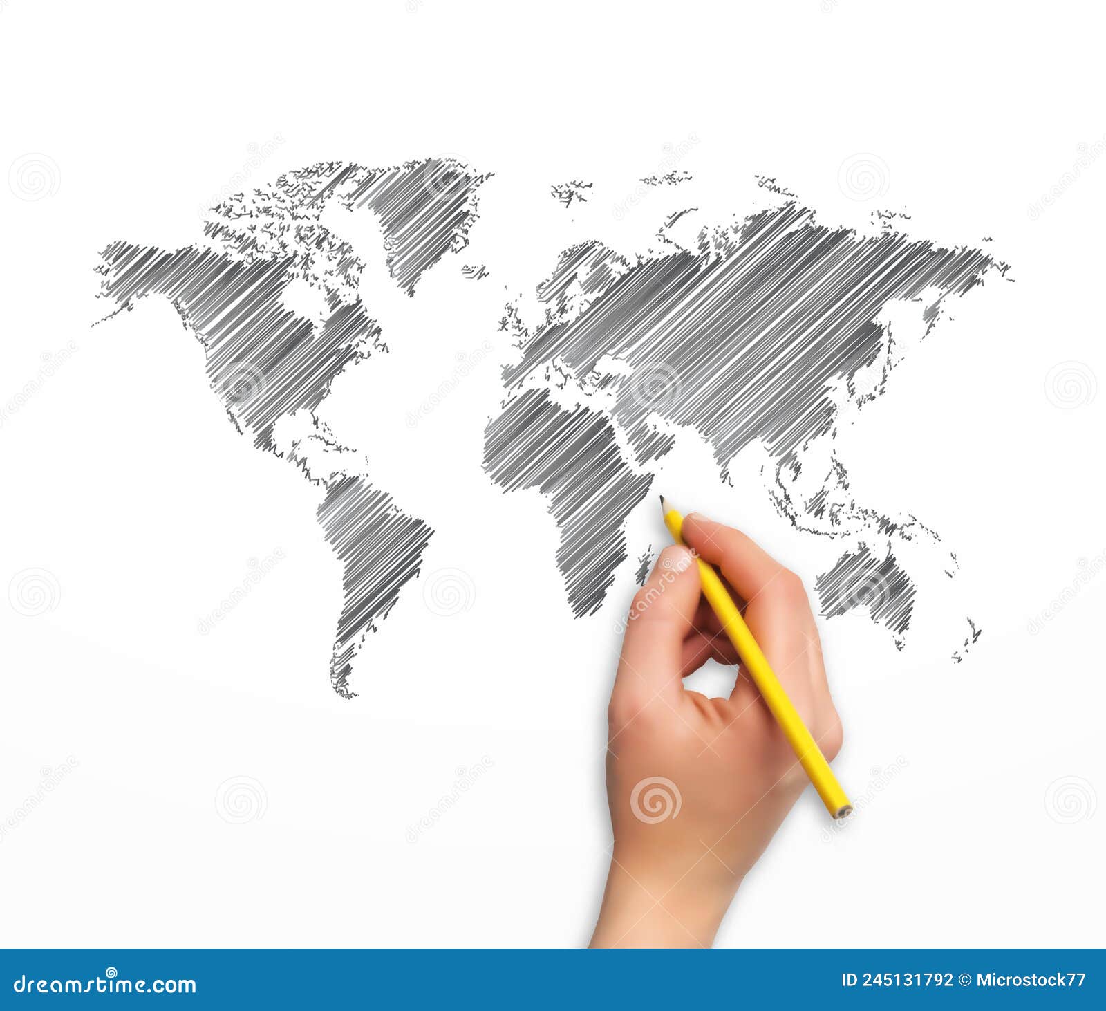 Hand Pencil World Map Sketch Vector Stock Vector - Illustration of ...