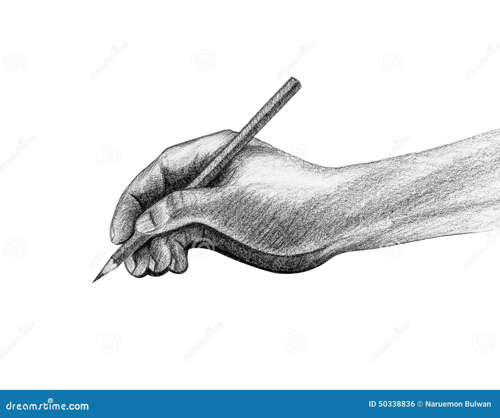 Hand with Pencil Write Drawing Stock Illustration - Illustration of ...