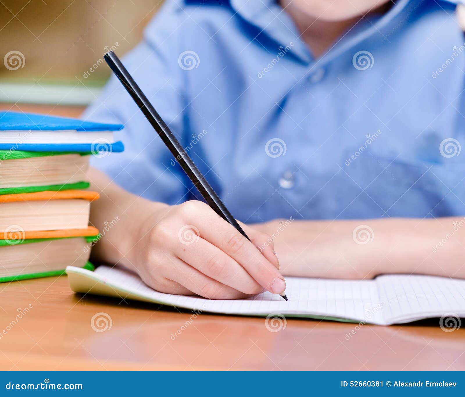Hand with Pencil Writing in a Notebook Stock Image - Image of childhood ...