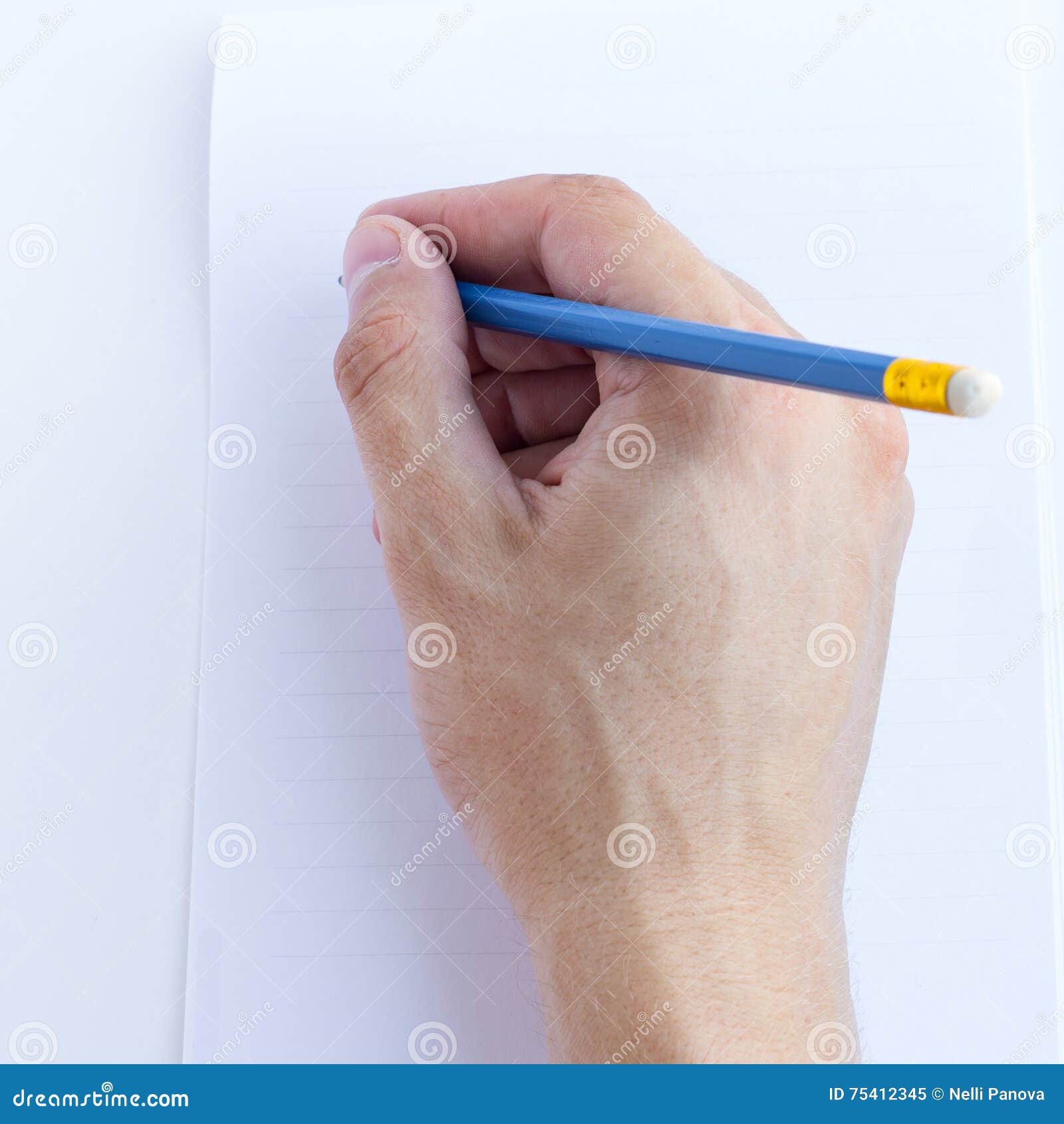 Hand with Pencil Writing in a Notebook Stock Image - Image of journal ...