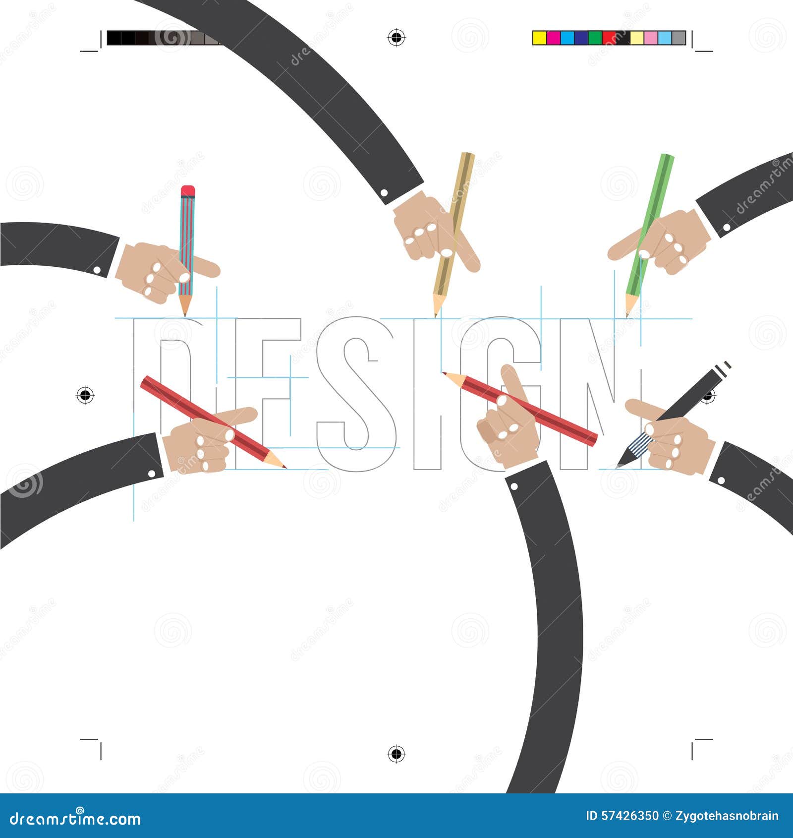 Hand with Pencils with Print Calibration Elements. Stock Vector ...