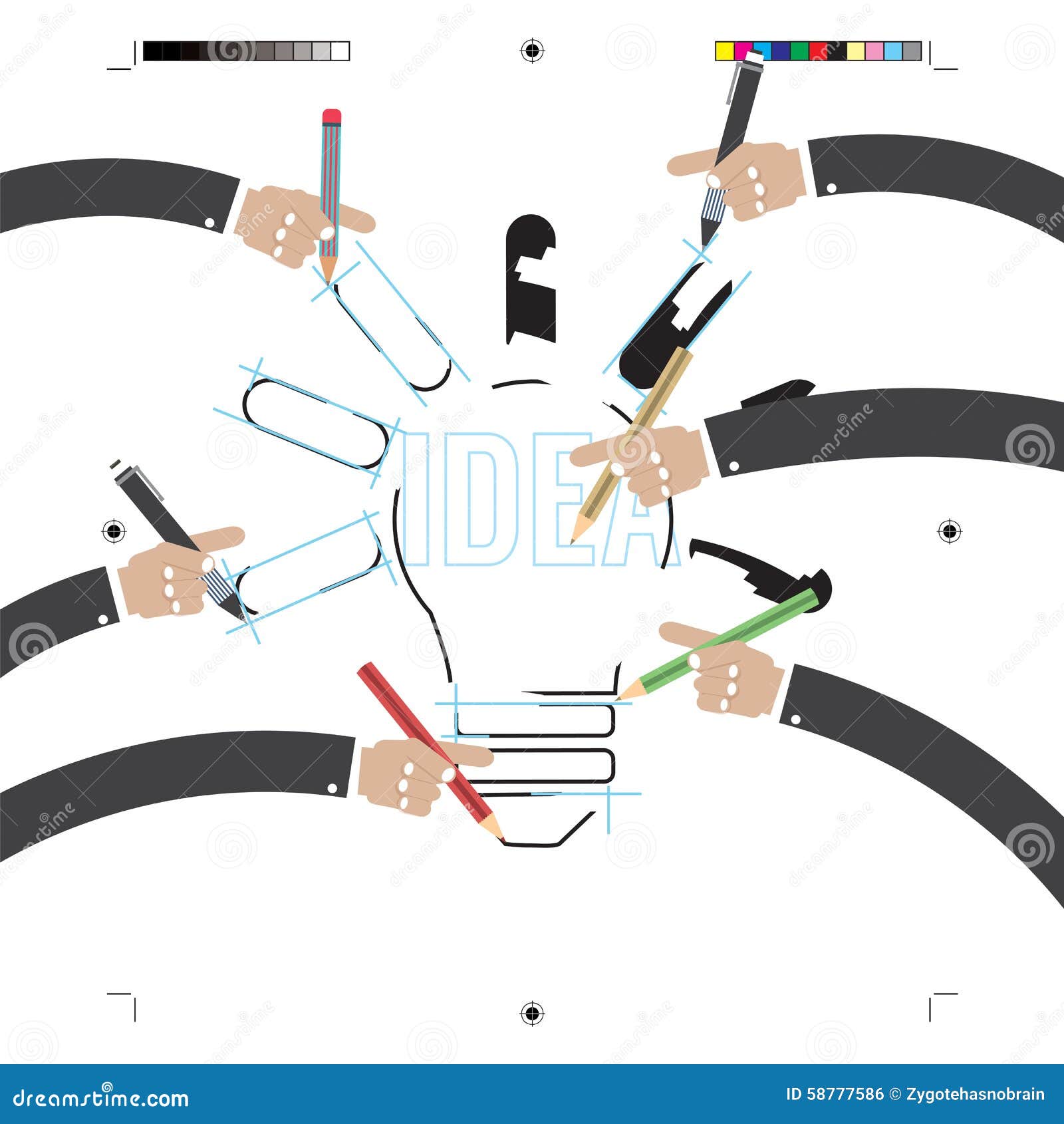 Hand with Pencils with Print Calibration Elements. Stock Vector ...