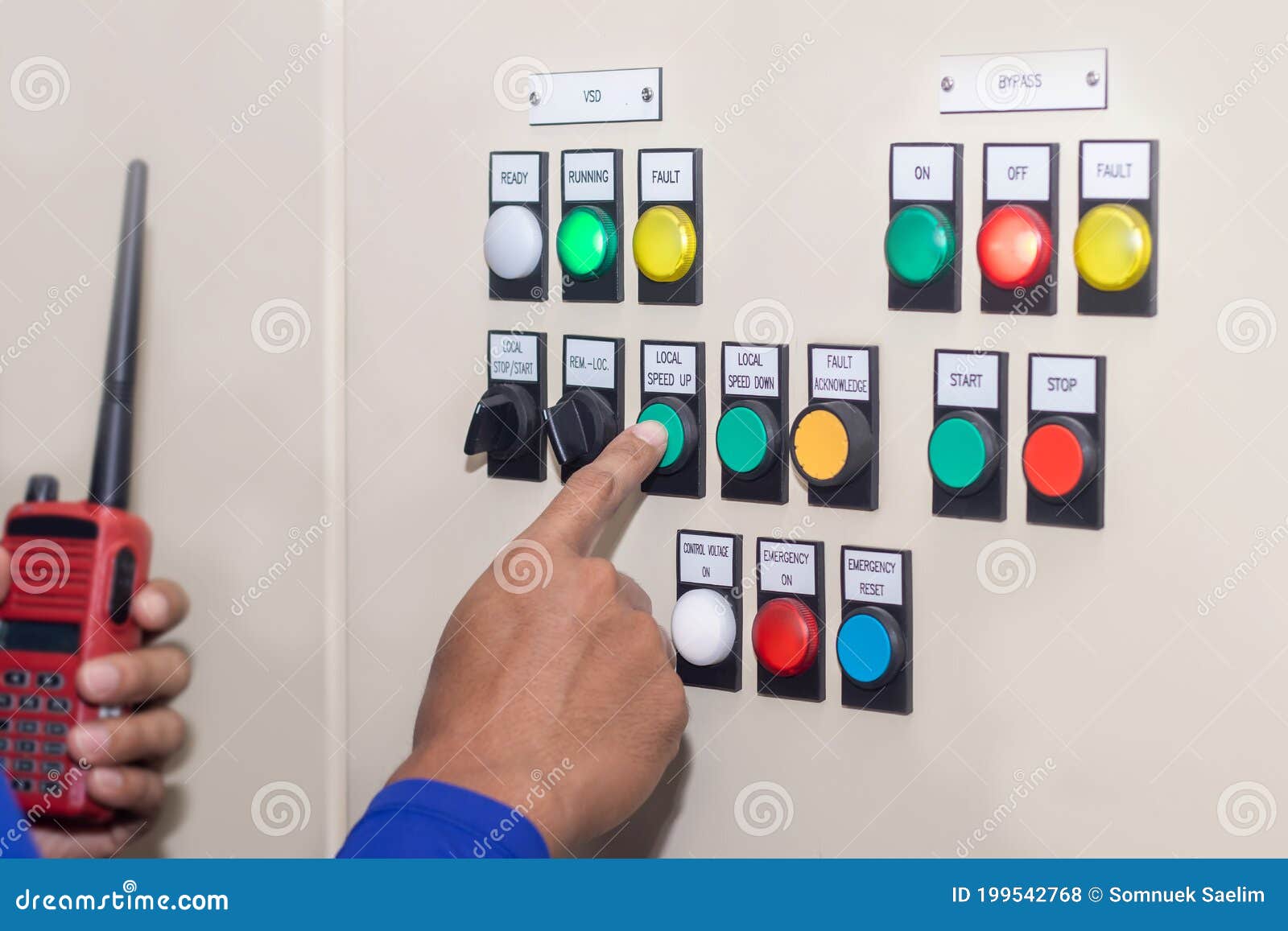 Hand of People Key Switch Select Mode in Electrical Control Panel ...