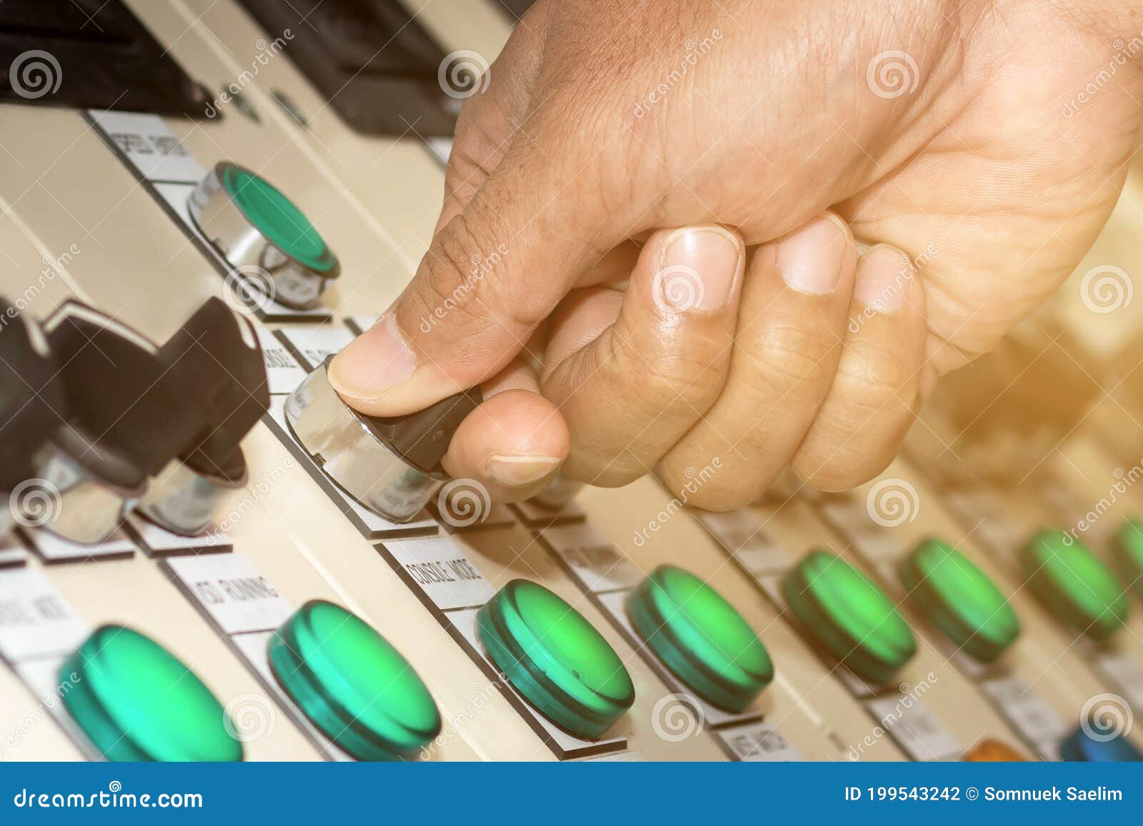 Hand of People Key Switch Select Mode in Electrical Control Panel ...