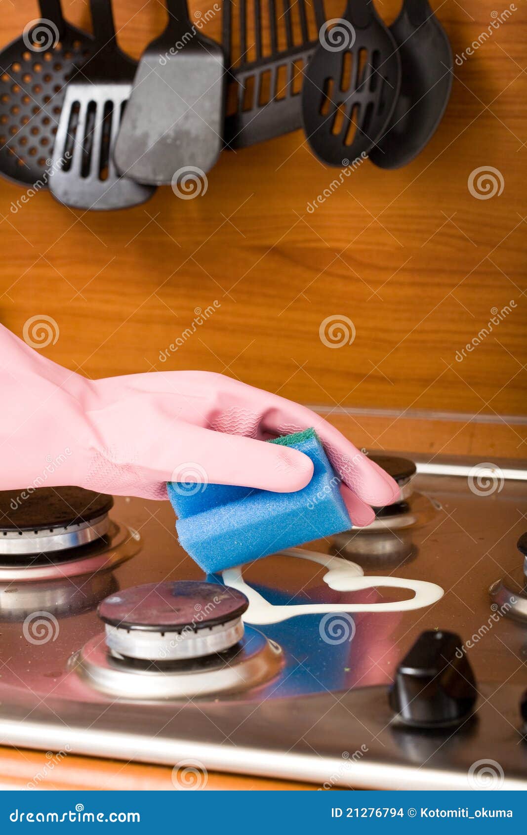 Hand of the Person Cleans a Cooker Stock Photo - Image of cleans, goods ...