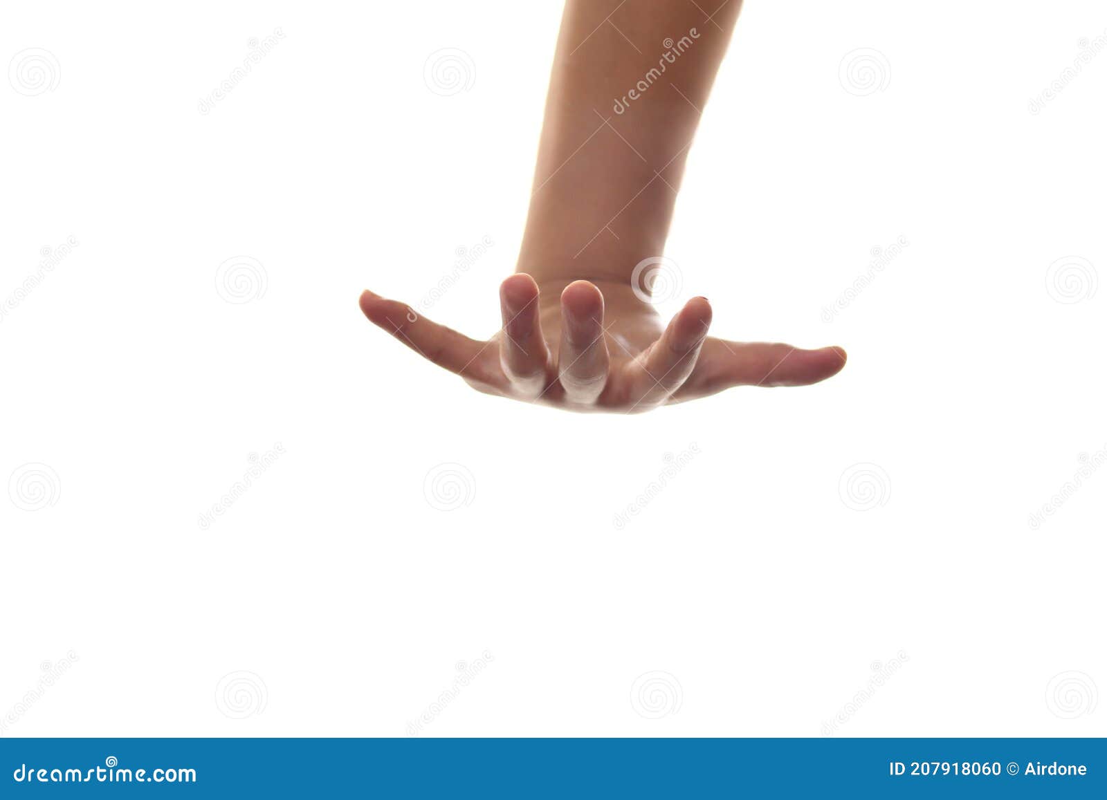Hand of a Person Pressing Down Gesture, Side View, Isolated Cut Out on ...
