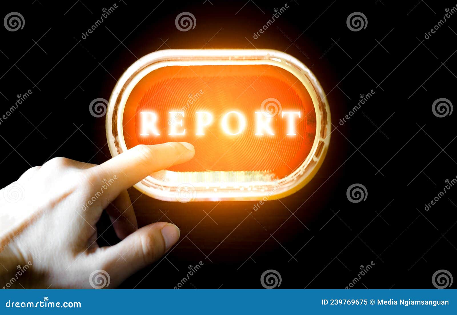 Hand of the Person Pressing the Report Button.Technology Concept Stock ...