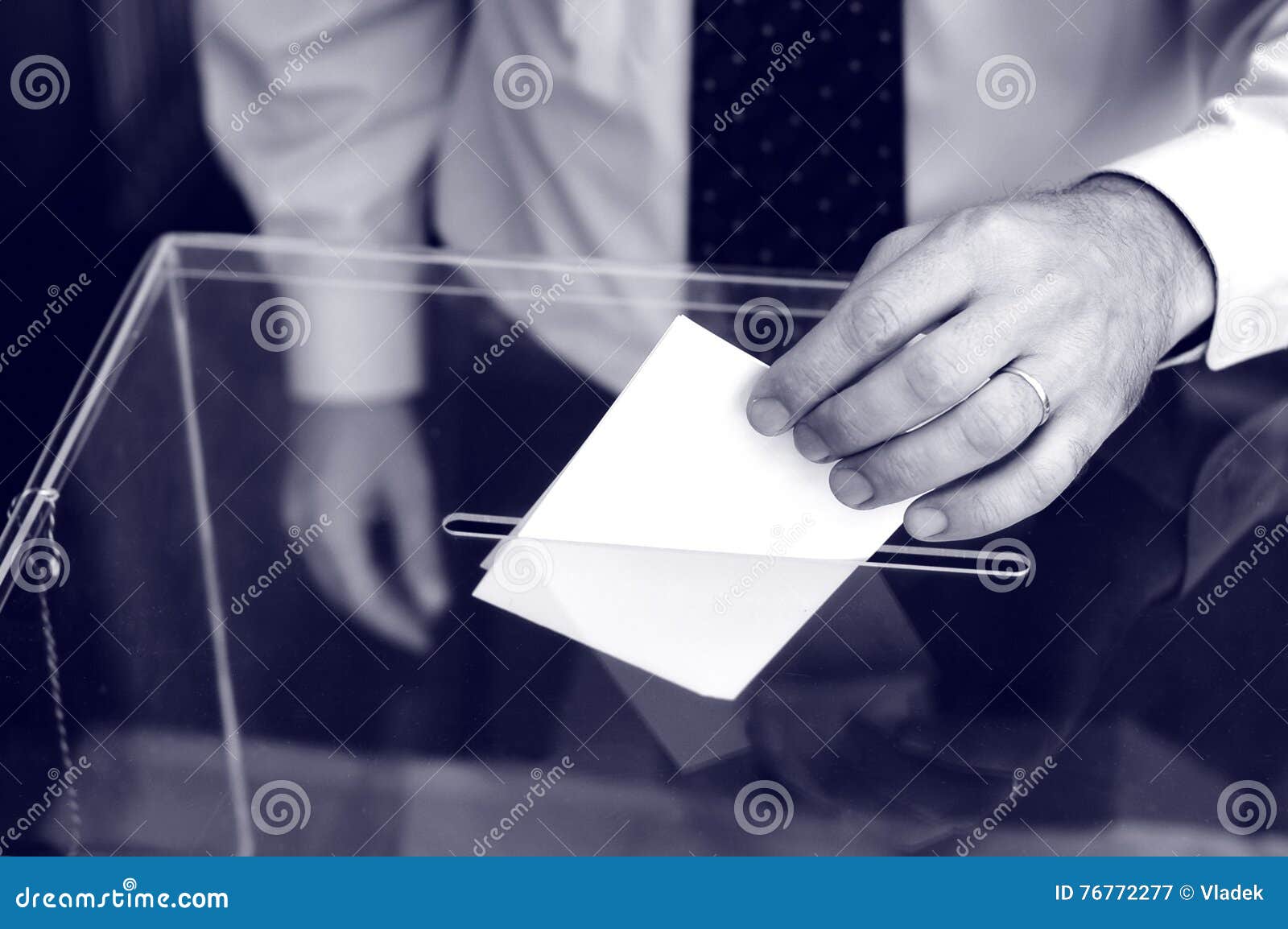 Hand of a Person Putting a Ballot into Voting Box. Stock Image - Image ...