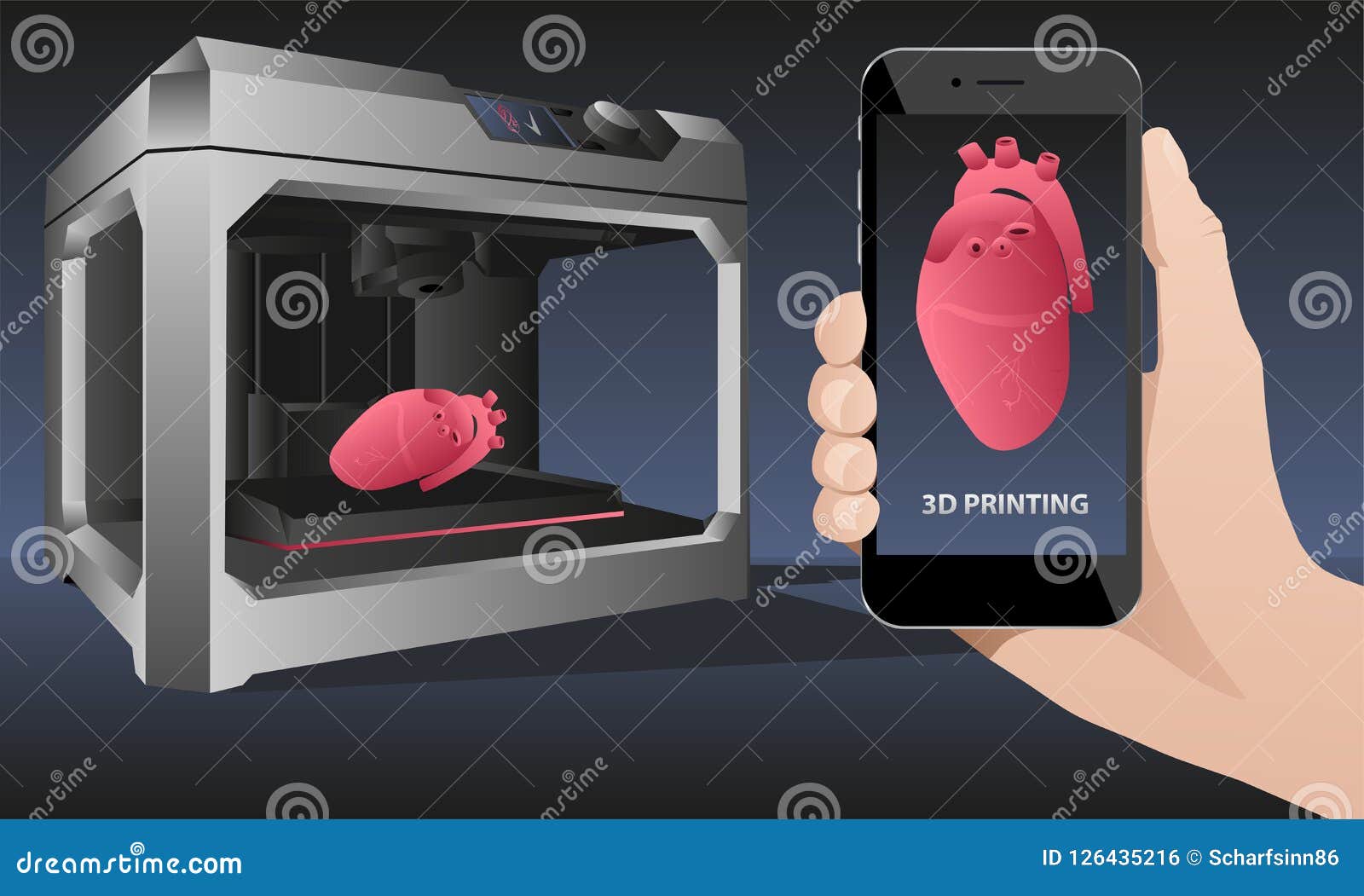 Printing Human Organs in a 3D Printer. Stock Vector - Illustration of ...