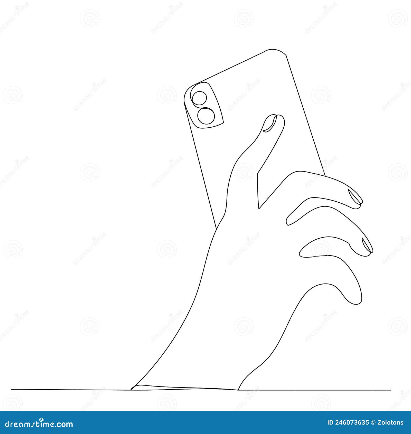 Hand with Phone Continuous Line Drawing Stock Vector - Illustration of ...