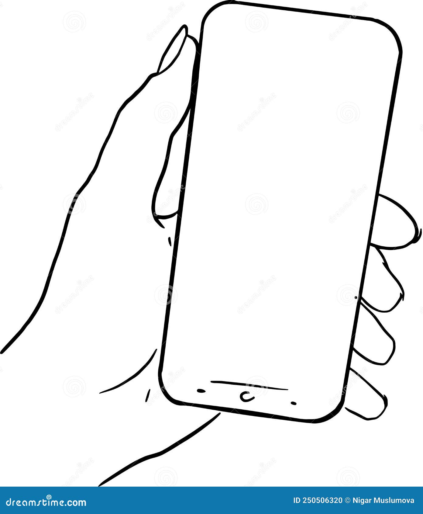 Hand, Phone, Hand Draw Line Vector Illustration Stock Vector ...