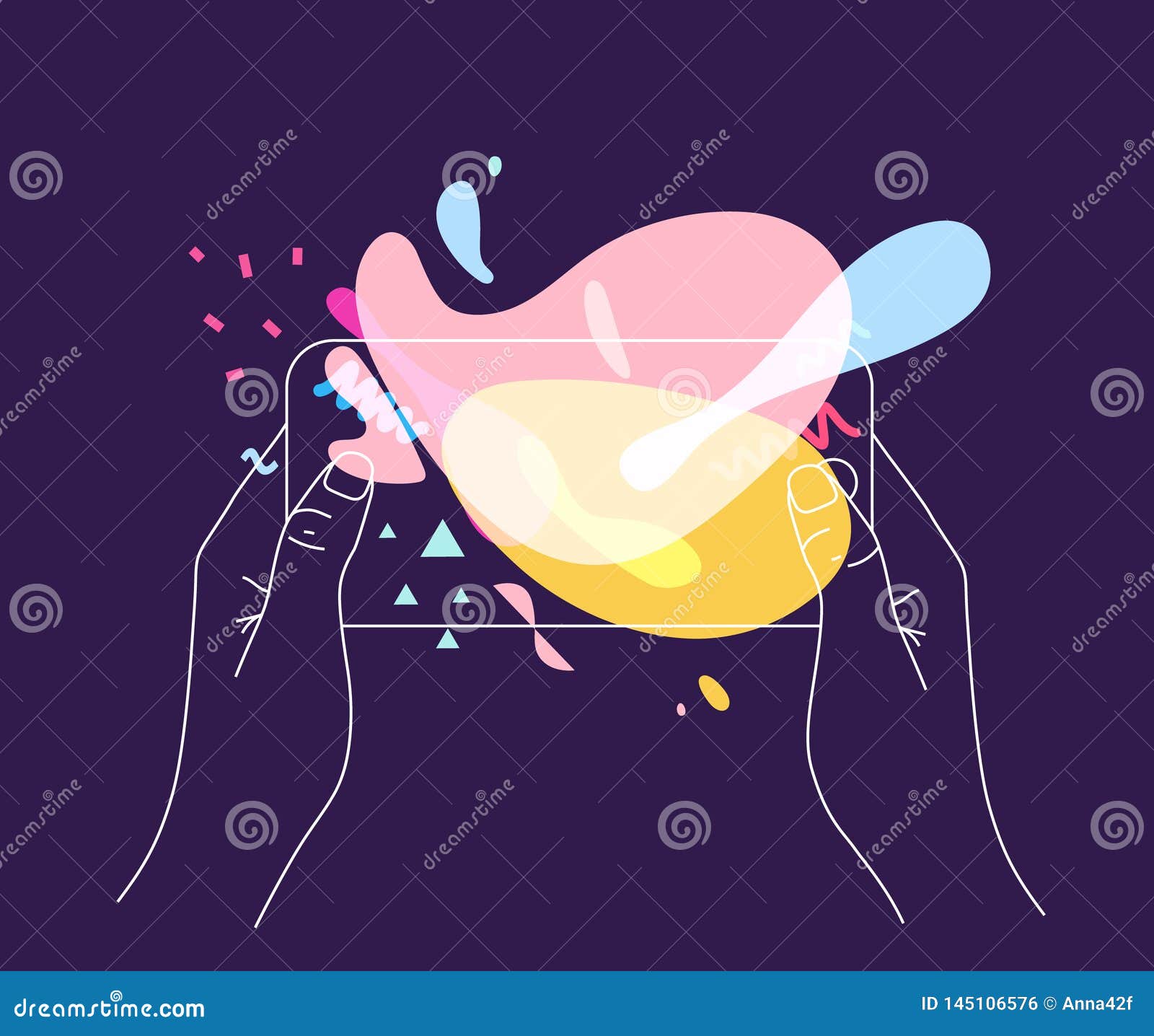 Hand Phone Interactive Game Blue Stock Vector - Illustration of ...