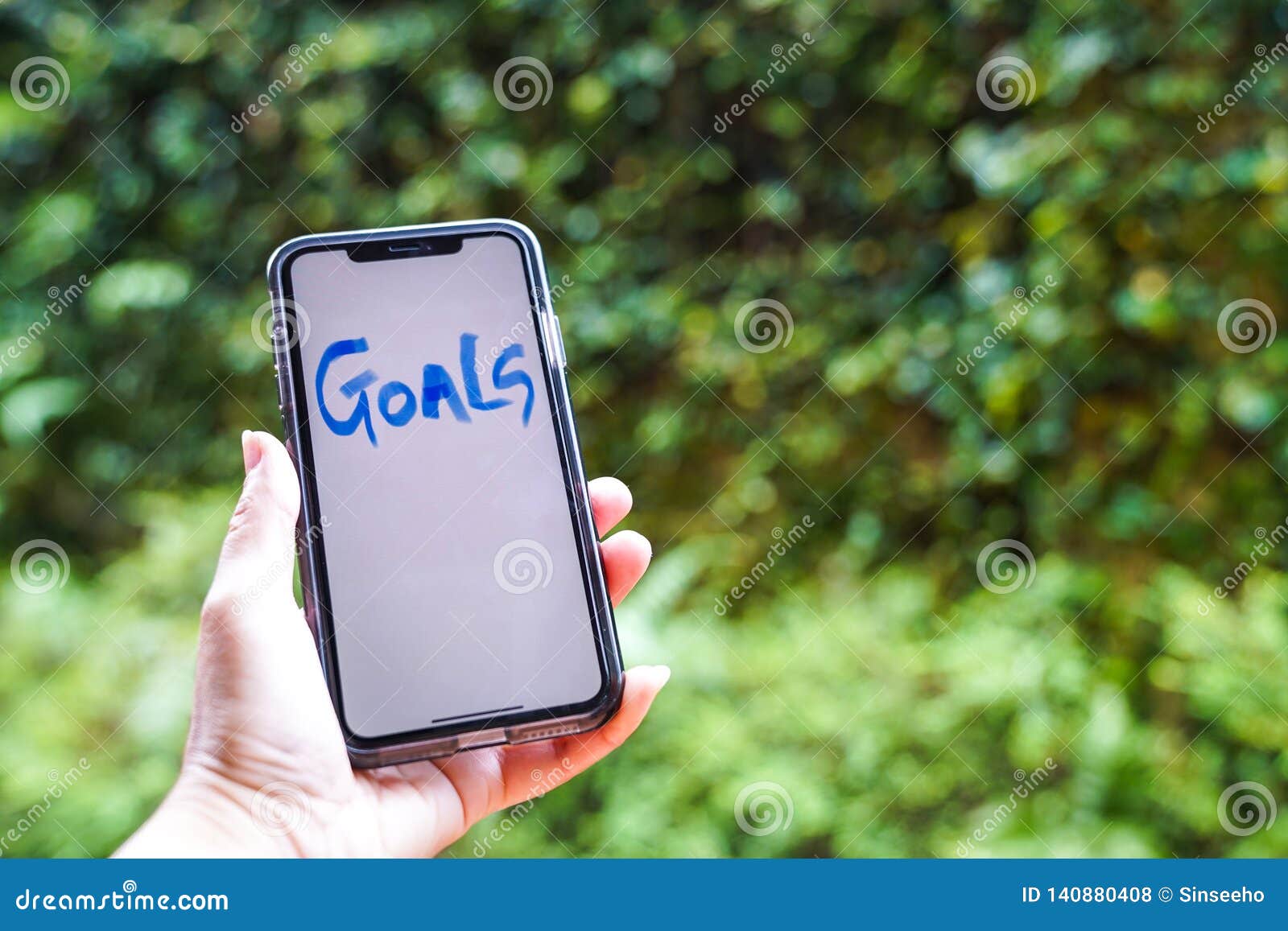 Hand Phone with Life Goals Written on it Stock Photo - Image of ...