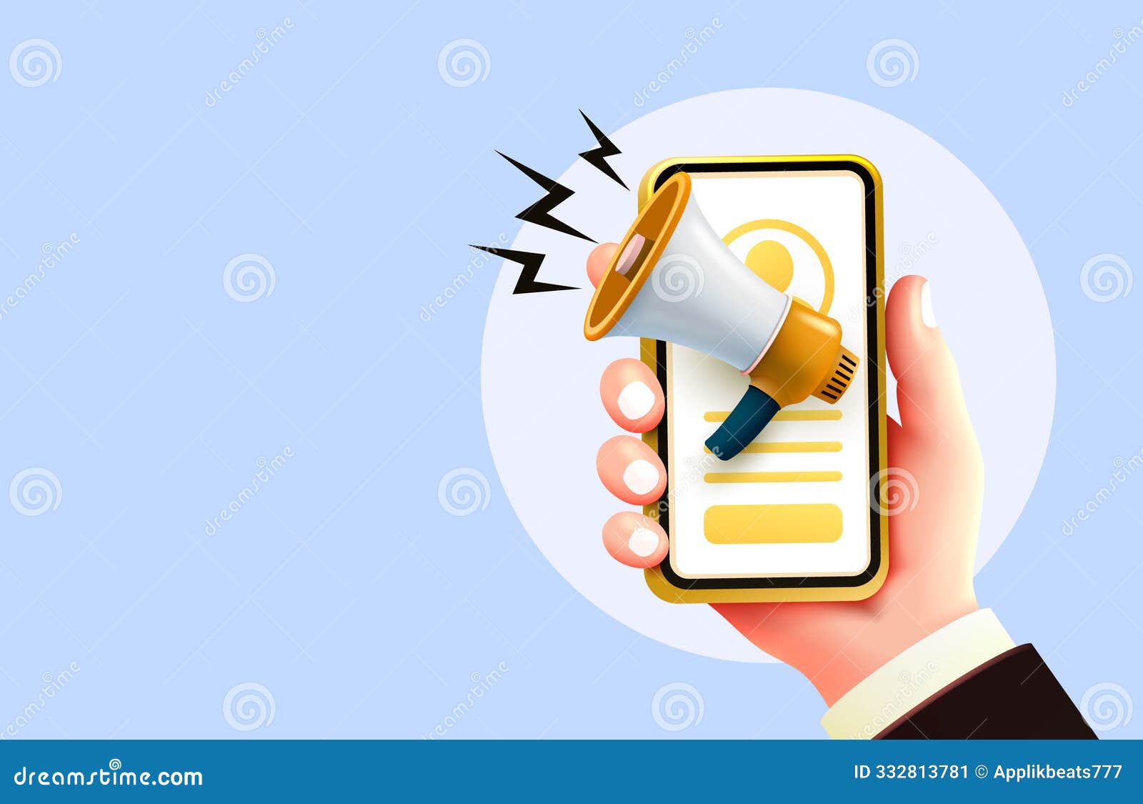 Hand Phone Megaphone, Social Advertising Phone. Vector Illustration ...