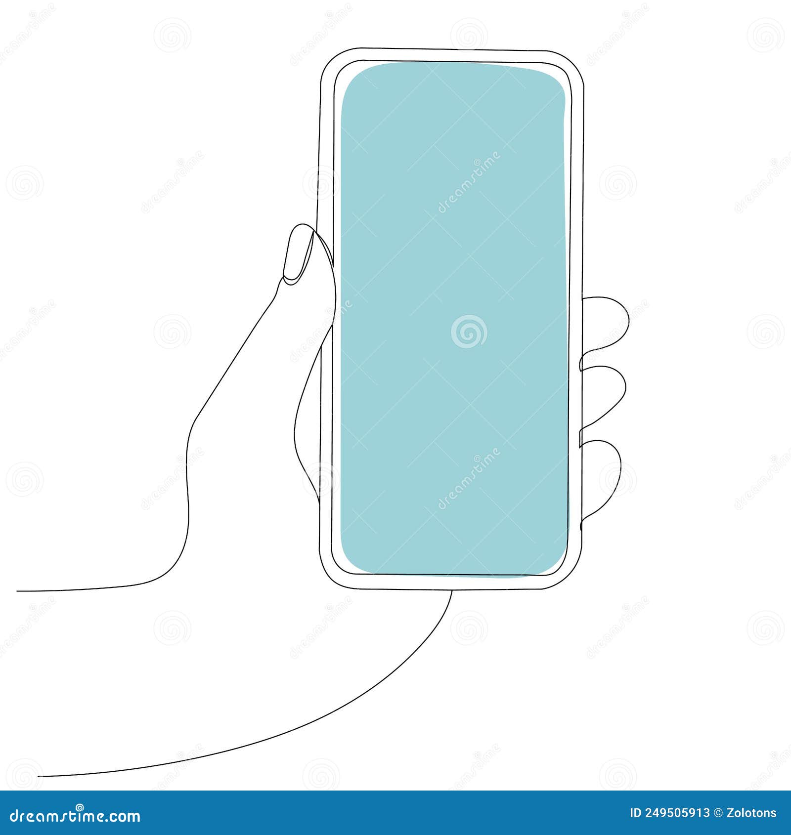 Hand with Phone One Continuous Line Drawing, Sketch Stock Vector ...