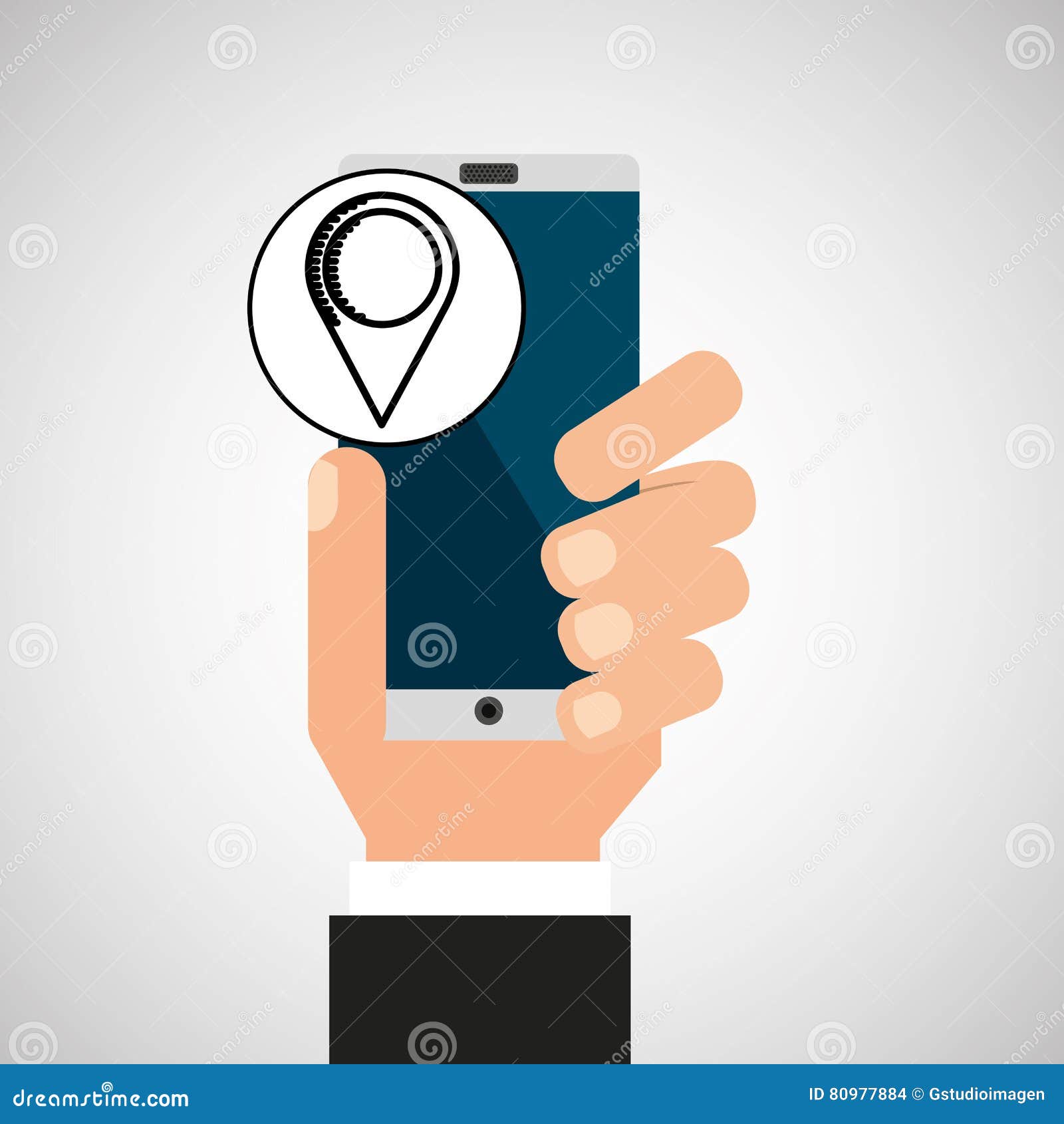 Hand Phone Pin Map App Media Stock Vector - Illustration of ...