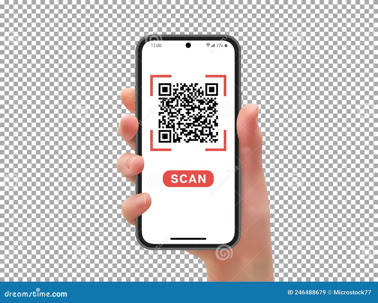 Hand with Phone, Scanning Qr Code, Transparent Background, Vector ...