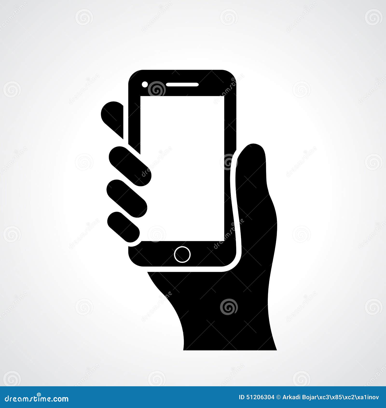 Hand with phone stock vector. Illustration of cell, graphics - 51206304