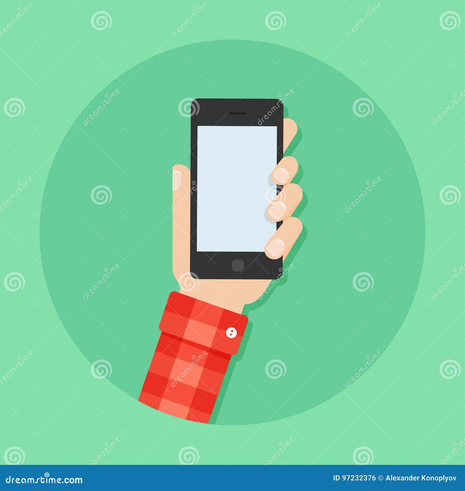 Hand with Phone Vector Illustration of Flat Stock Vector - Illustration ...