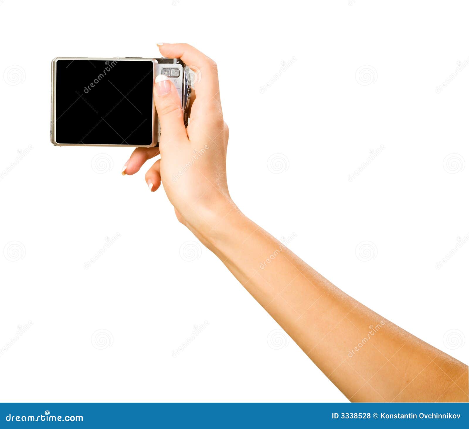 A hand with photo camera stock photo. Image of inspiration - 3338528