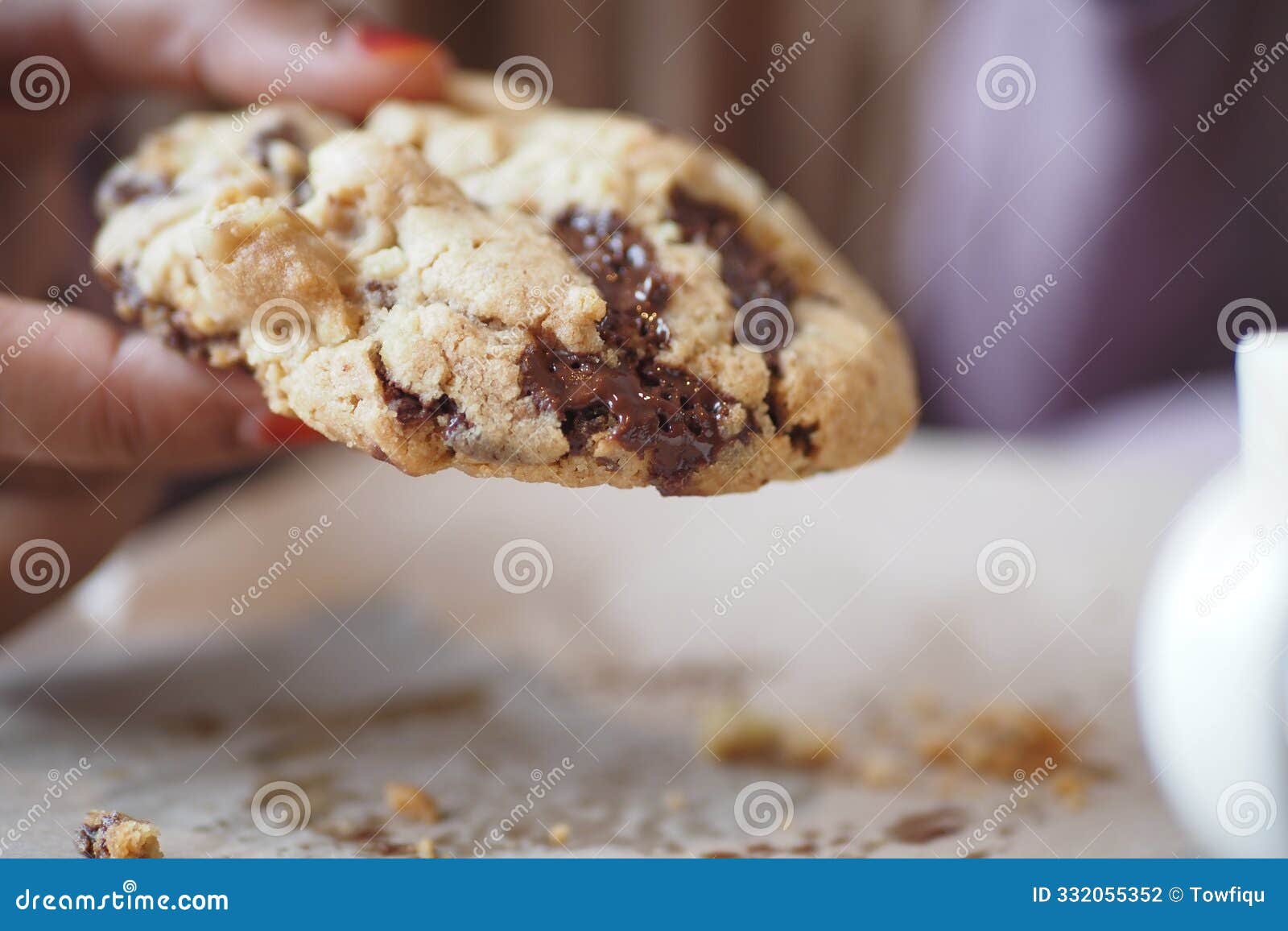 Hand Pick a Chocolate Chip Cookie Stock Photo - Image of crumbly, chip ...