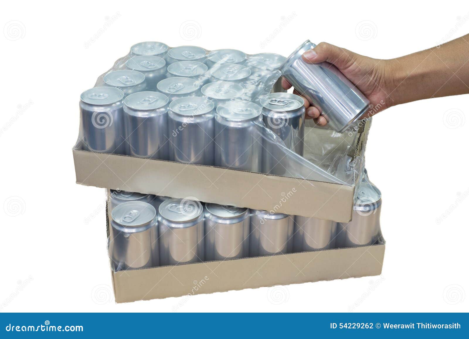 Hand Picking a Can Isolated on White Stock Photo - Image of cold ...