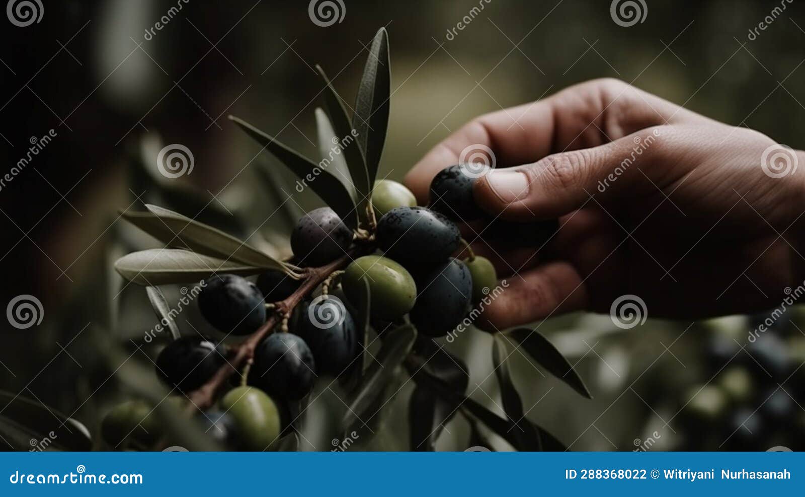 Hand Picking Green and Black Olives on the Branch Tree Stock ...