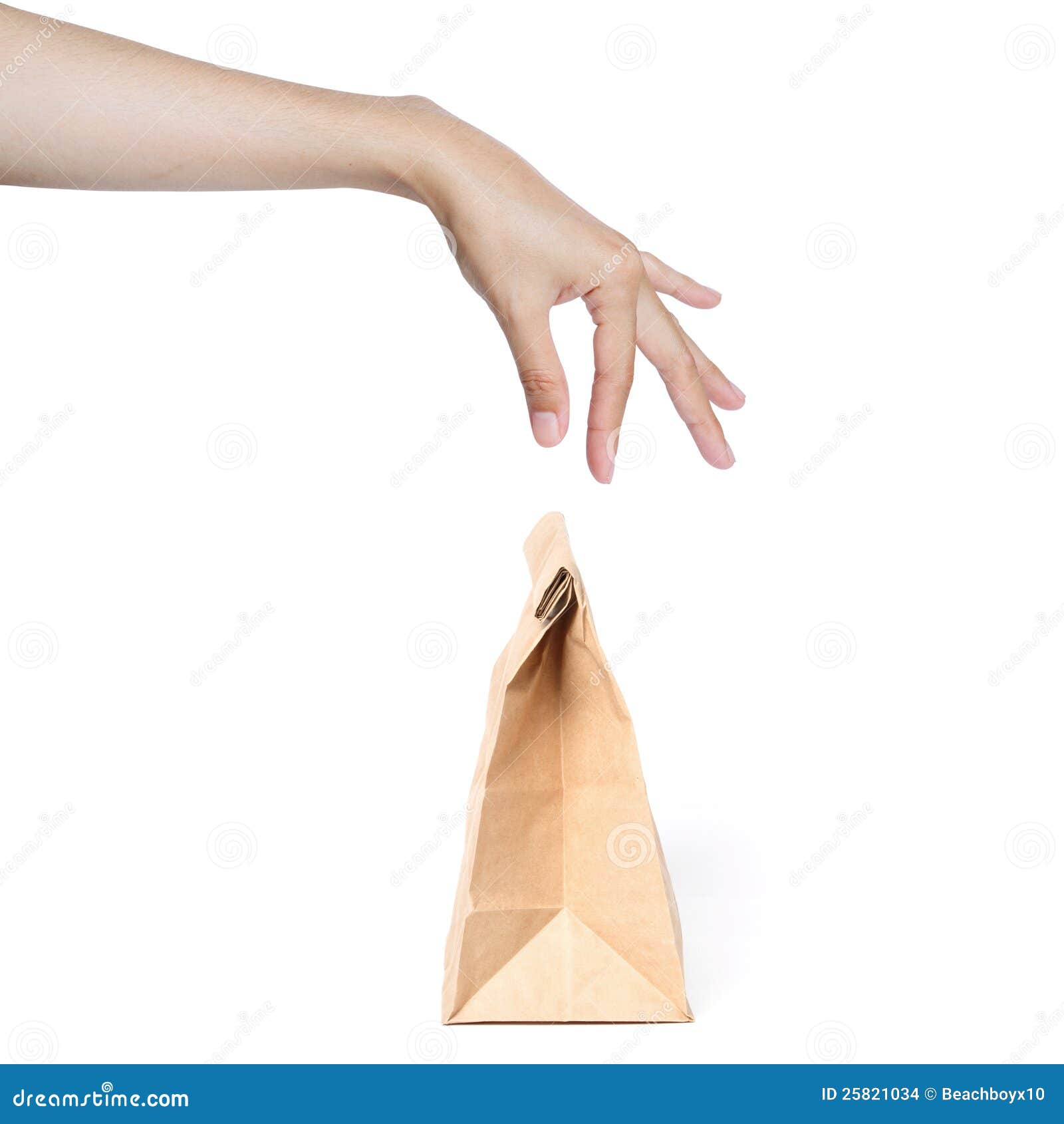 Hand picking paper bag. stock photo. Image of retail - 25821034