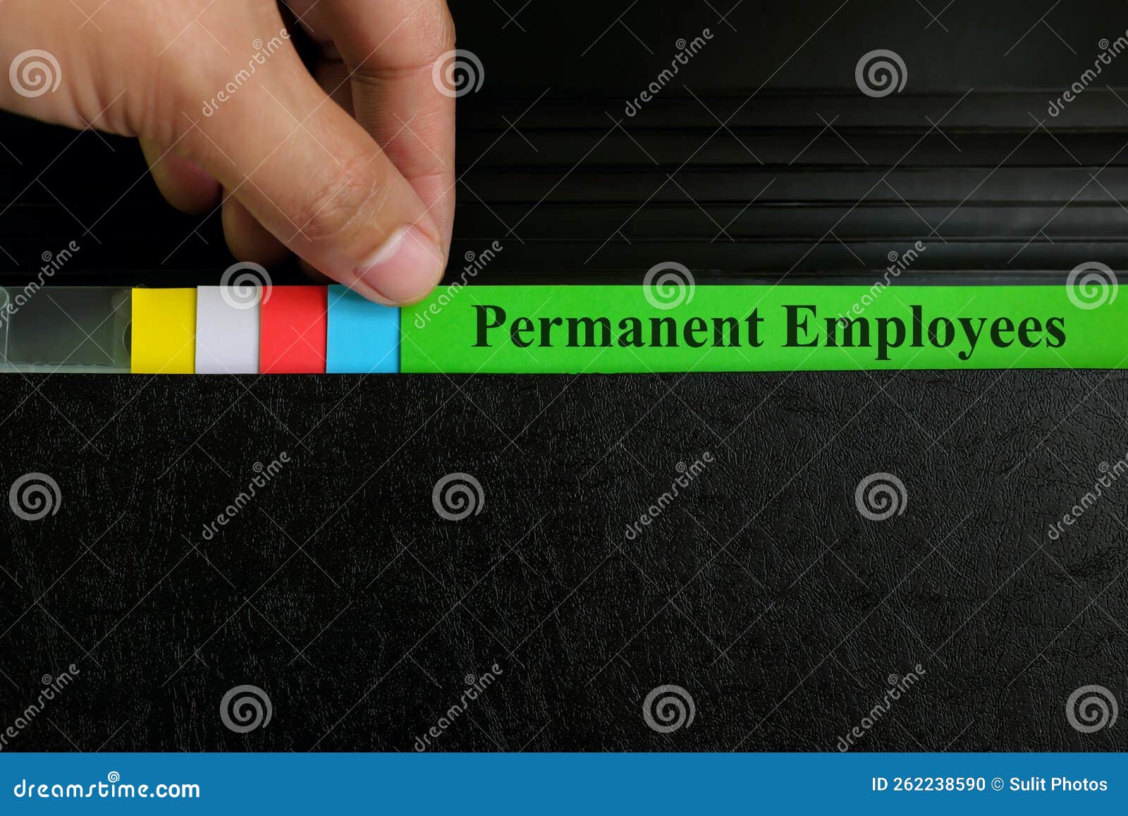Hand Picking Permanent Employees File Record in Black Binder Folder ...