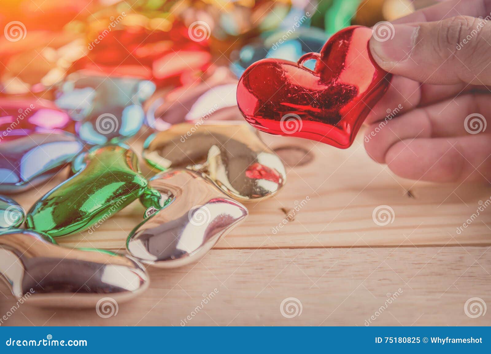 Hand Picking Red Shiny Heart Objects from Another Hearts Stock Image ...
