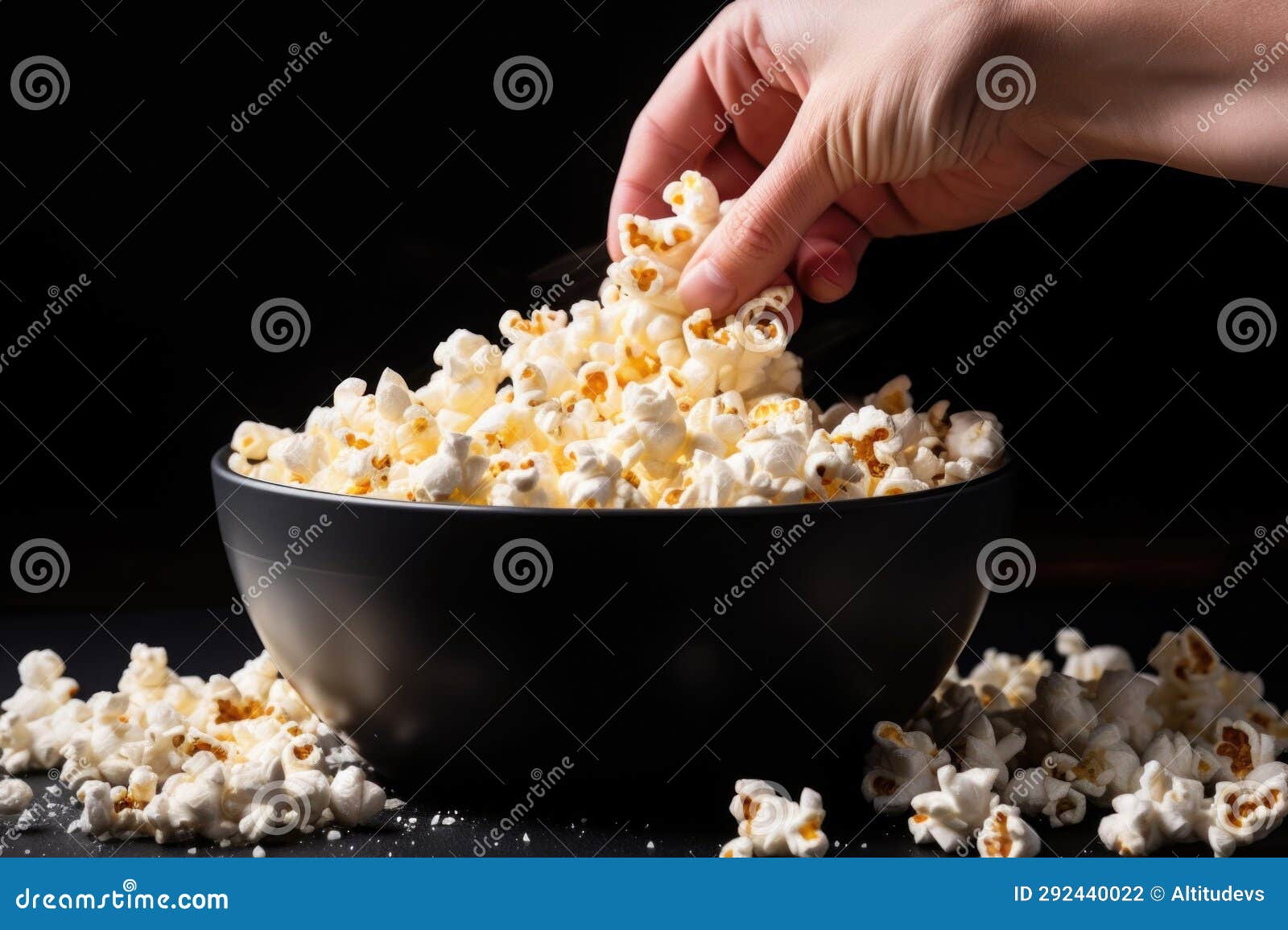 Hand Picking Up Popcorn from a Bowl Stock Illustration - Illustration ...