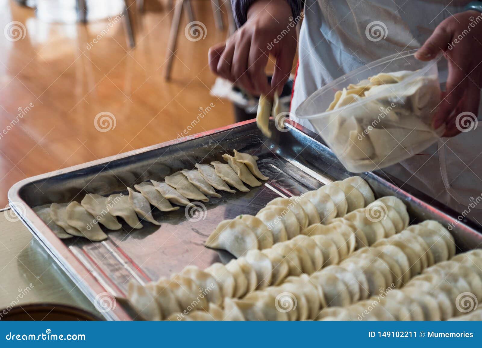 Hand Picking Yellow Dumplings Filled Sorted Stock Image - Image of meat ...