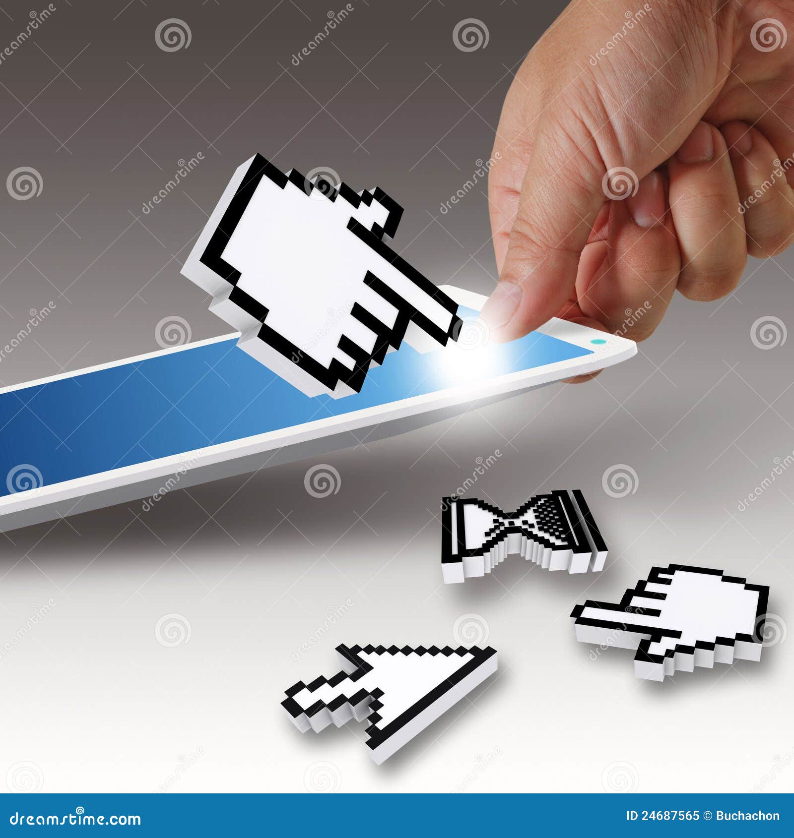 Hand picks tablet computer stock image. Image of advertise - 24687565