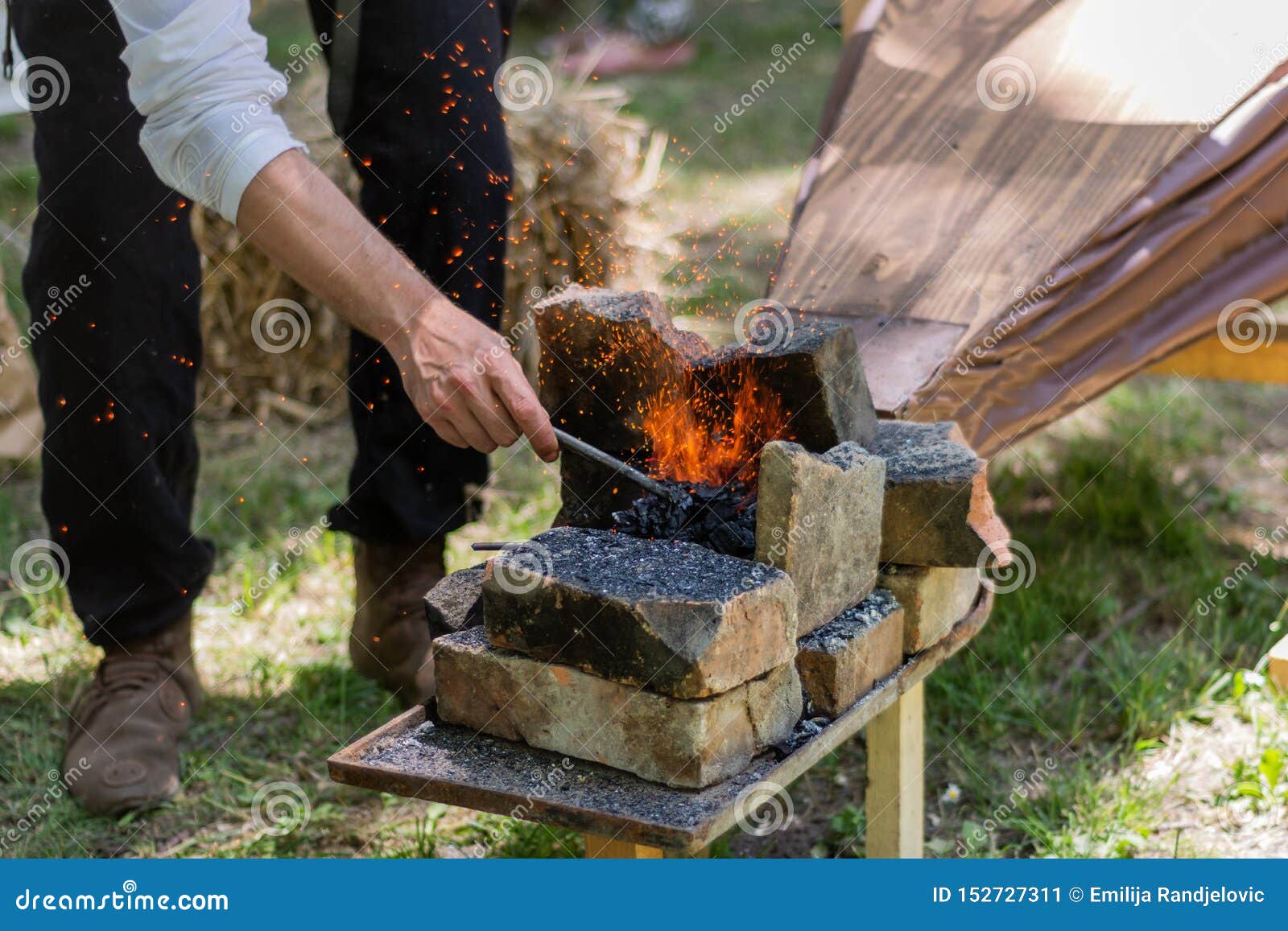 Forging the Past: Medieval Blacksmith Crafting Metal Tools Stock Image ...