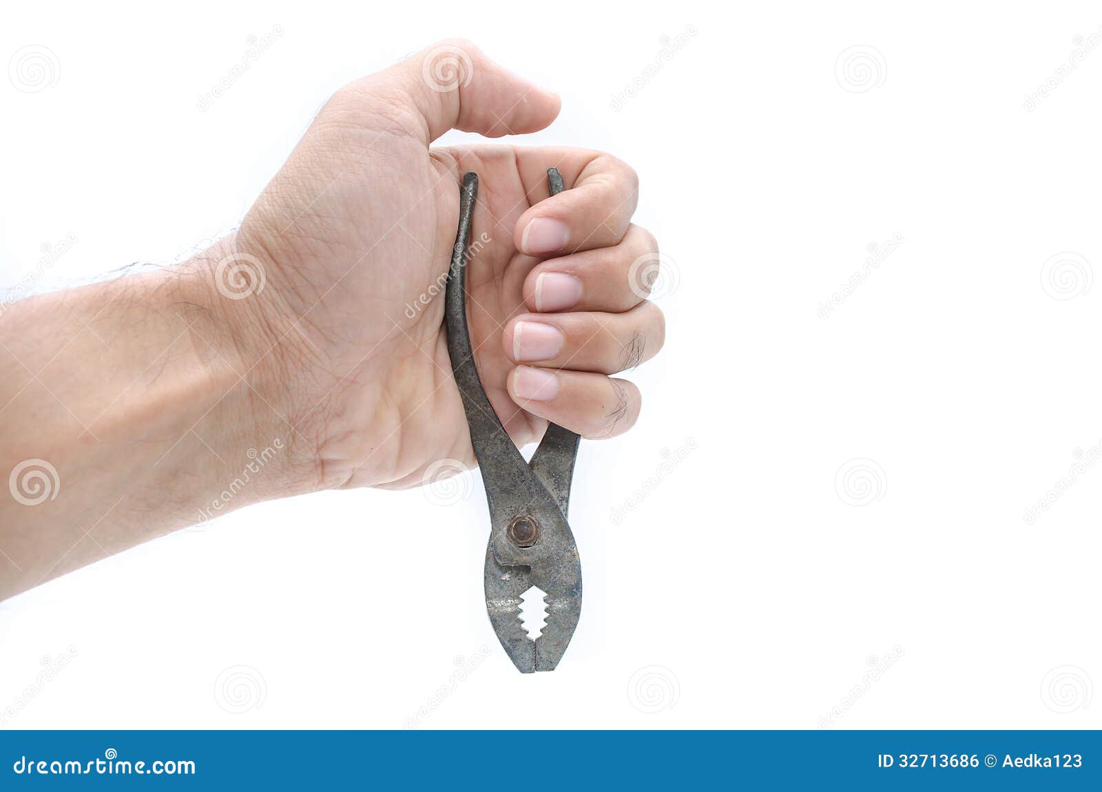 Hand with Pilers Isolated on White Stock Photo - Image of pliers ...