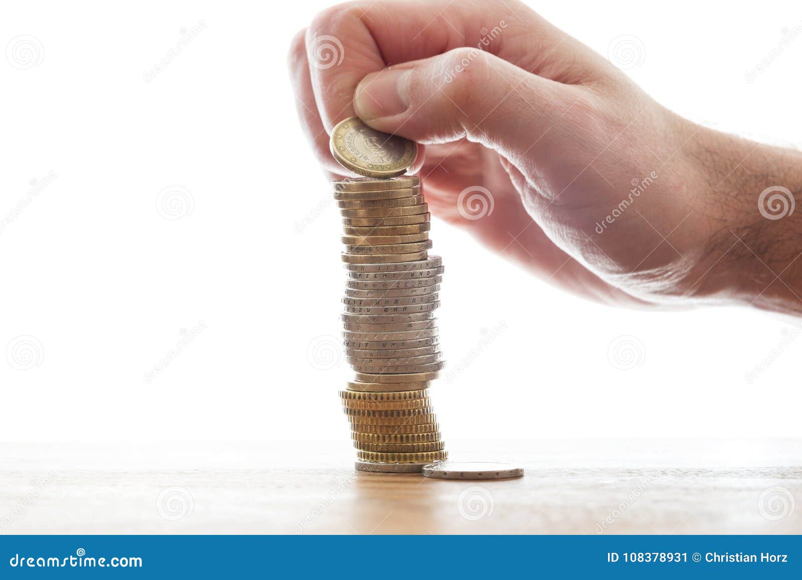 Hand Piling Up Stack of Euro Coins Stock Image - Image of financial ...