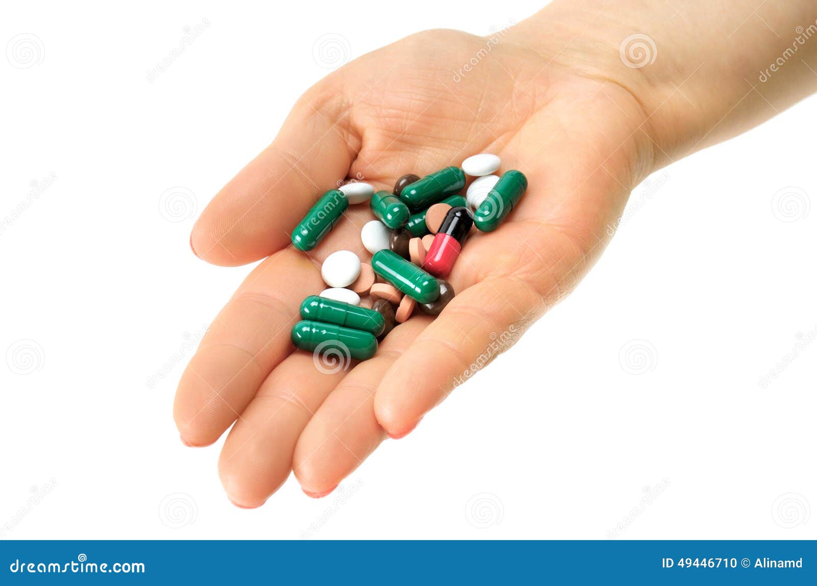 Hand with pills stock photo. Image of drugstore, medicinal - 49446710