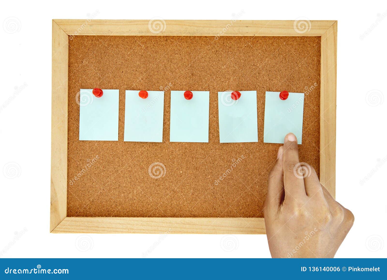 Hand Pin a Note Paper on a Cork Pin Board , Isolated on White Stock ...