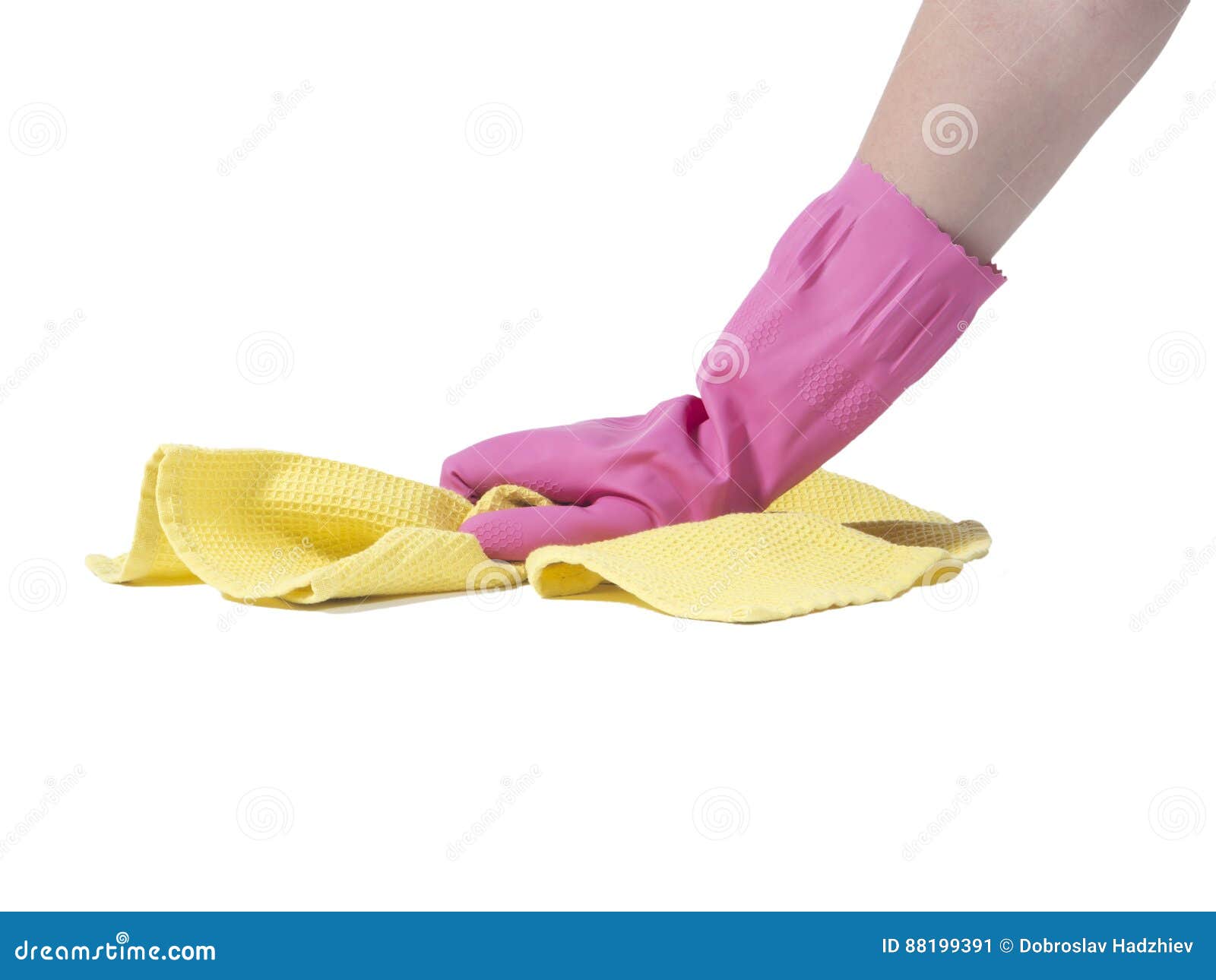 Hand with Pink Rubber Cleaning Gloves on White Background Stock Image ...