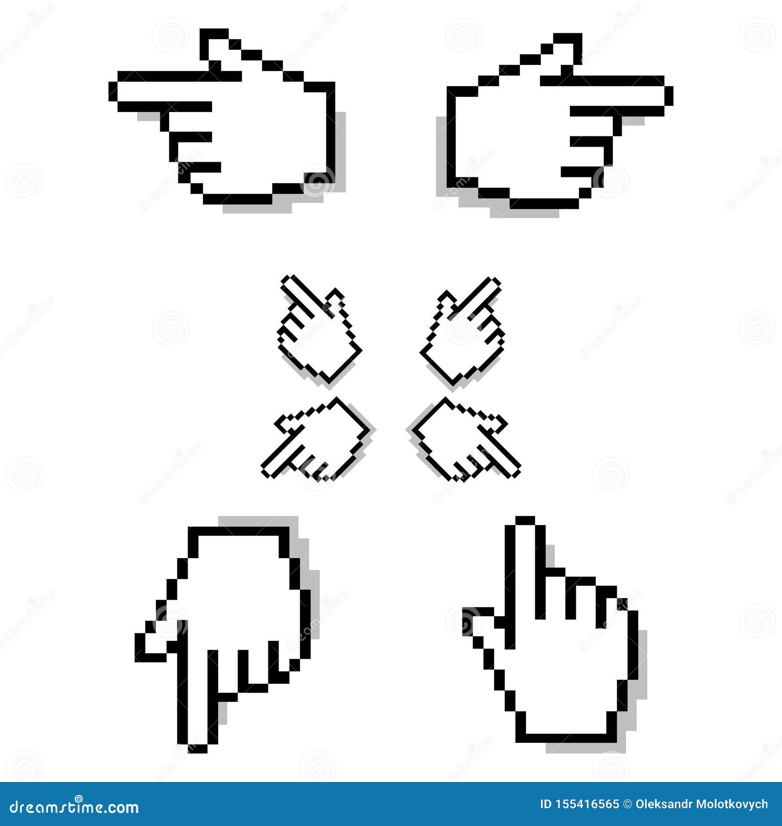 Hand Pixel Cursor Selects Person In Row Vector Illustration ...