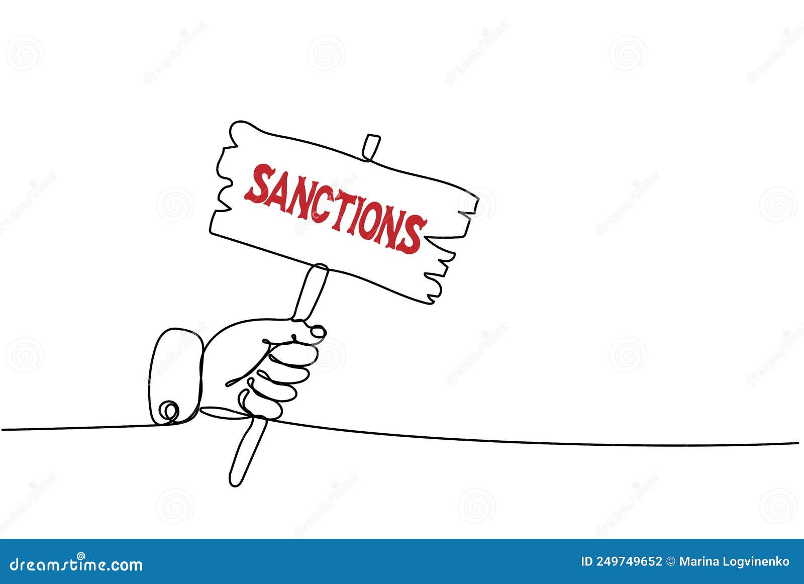 Hand with Placard Calling Sanctions Stock Vector - Illustration of ...